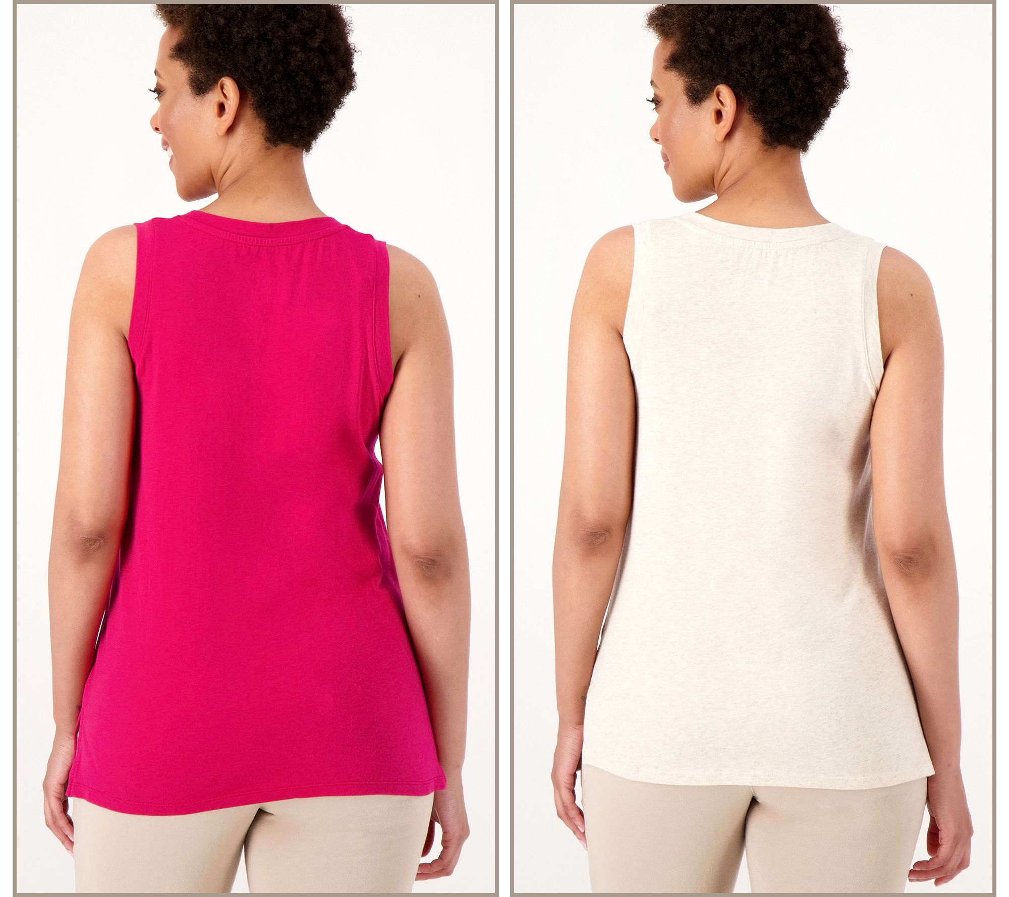 "As Is" Cuddl Duds Cotton core Set of 2 V-Neck Tank Tops - QVC.com