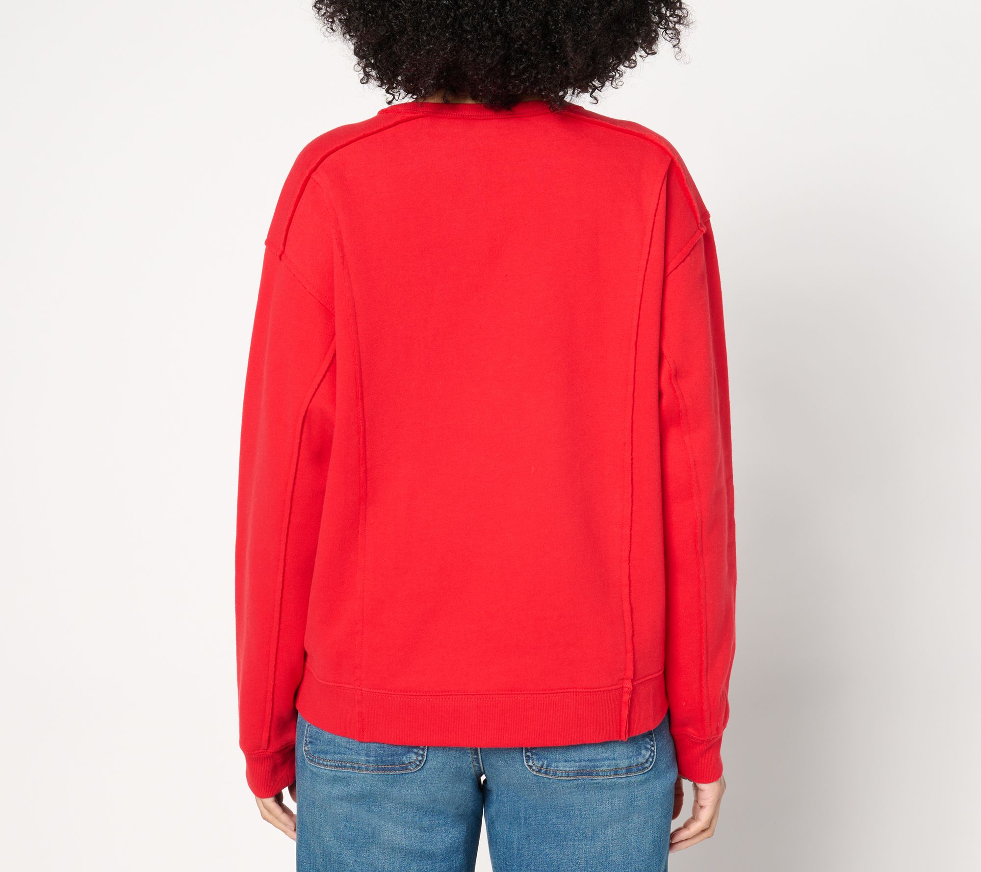"As Is" Studio Park x Amy Stran Embossed Step Hem Sweatshirt - QVC.com