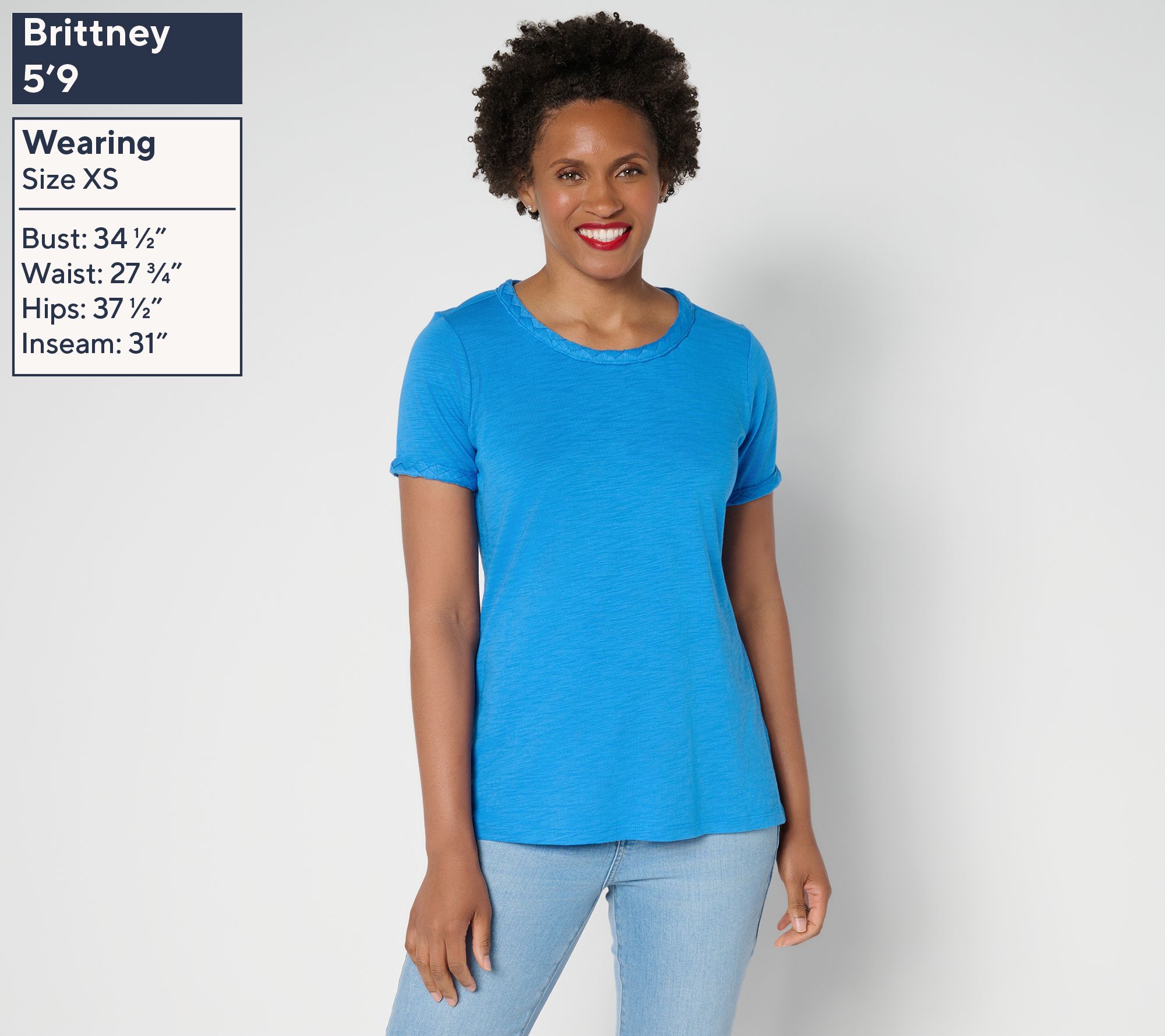 "As Is" Belle by Kim Gravel Slub Knit Cape Cod Rope Trim Top - QVC.com