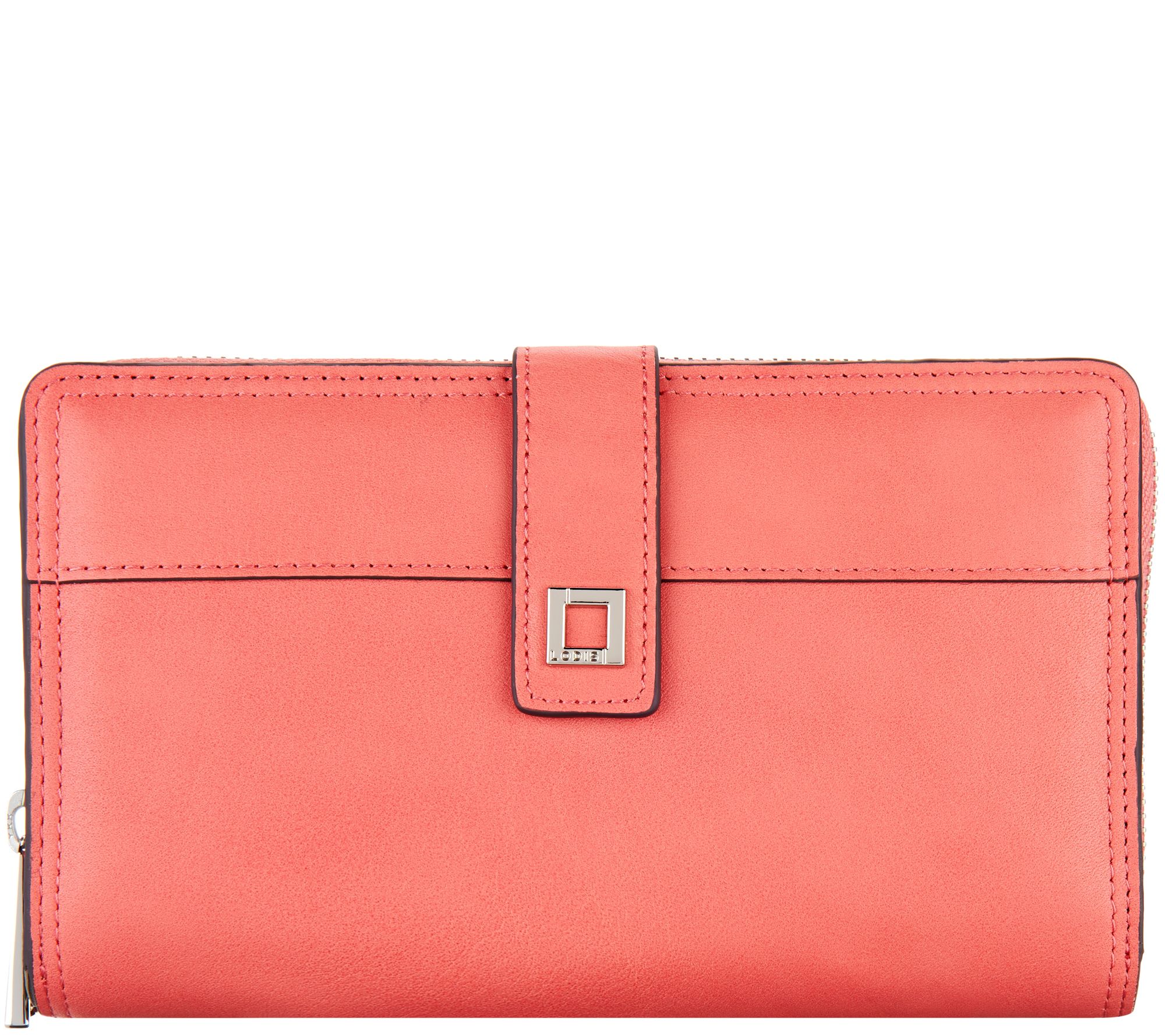 LODIS Italian Leather Large RFID Checkbook Zip Wallet - QVC.com