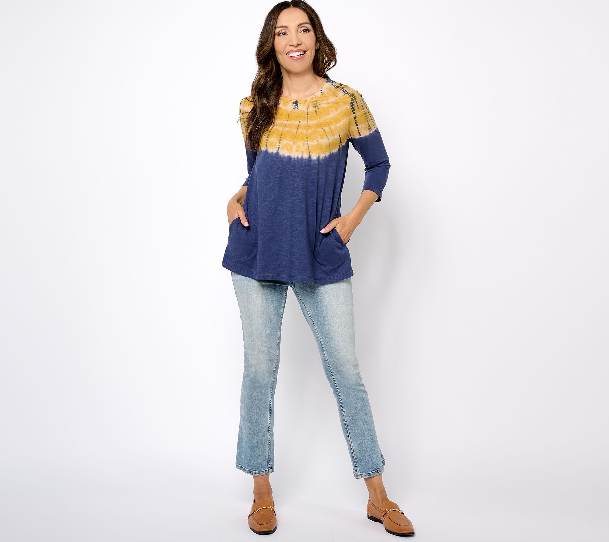 "As Is" LOGO by Lori Goldstein Crew Neck Tie Dye Top - QVC.com