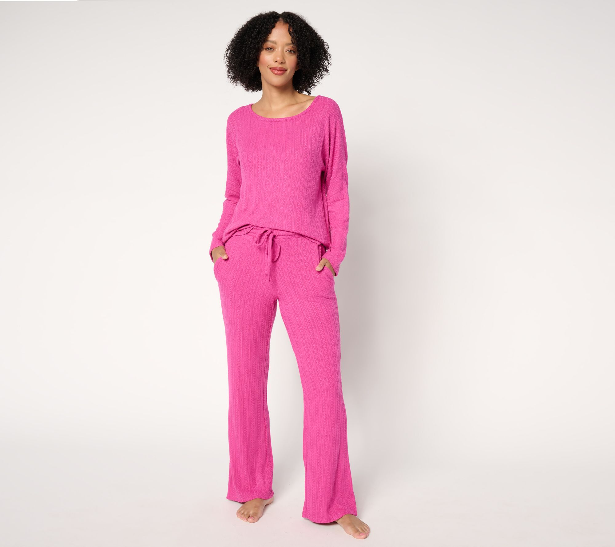 MUK LUKS Cable Knit Cuddle Lounge Set - QVC.com