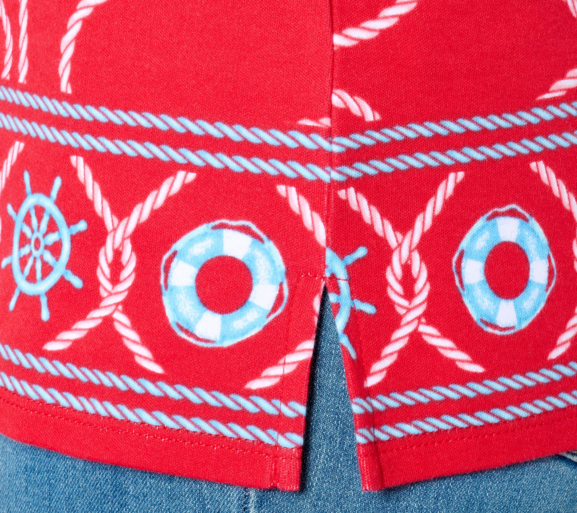 "As Is" Quacker Factory Ship Shape Bateau Neckline Elbow Sleeve Top ...