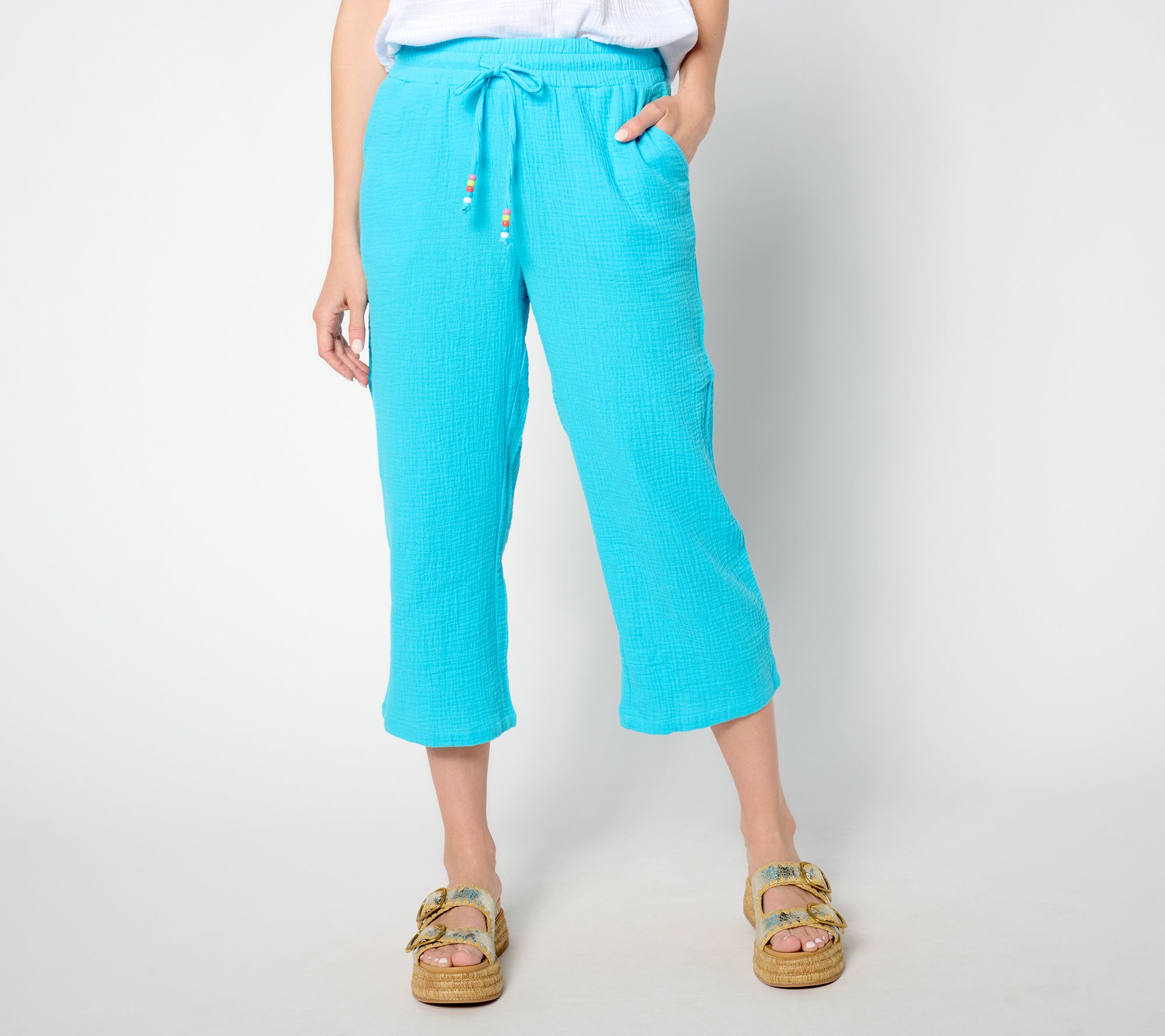 "As Is" Belle Beach by Kim Gravel Petite Color Crush Cropped Pant - QVC.com