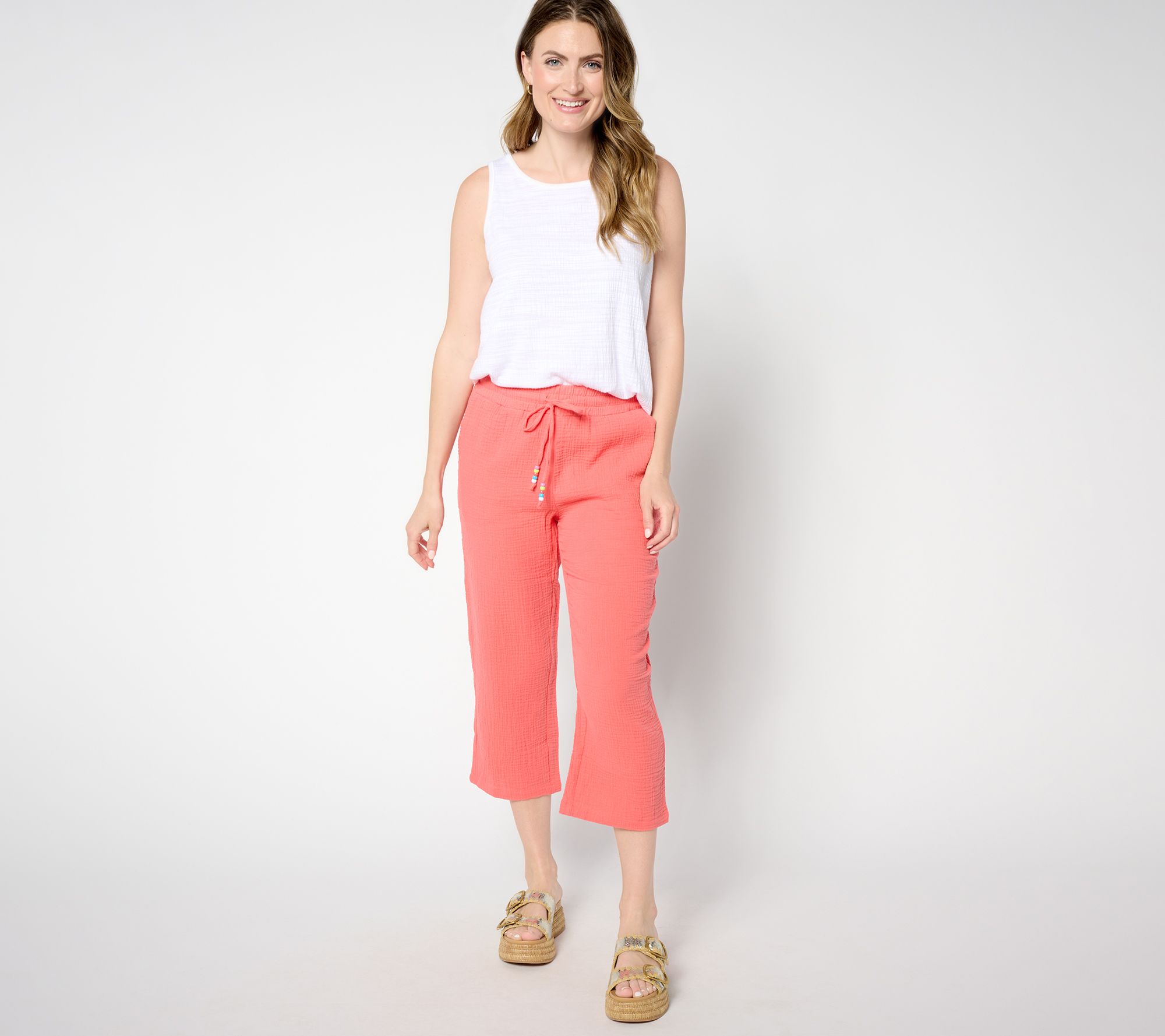 "As Is" Belle Beach by Kim Gravel Petite Color Crush Cropped Pant - QVC.com