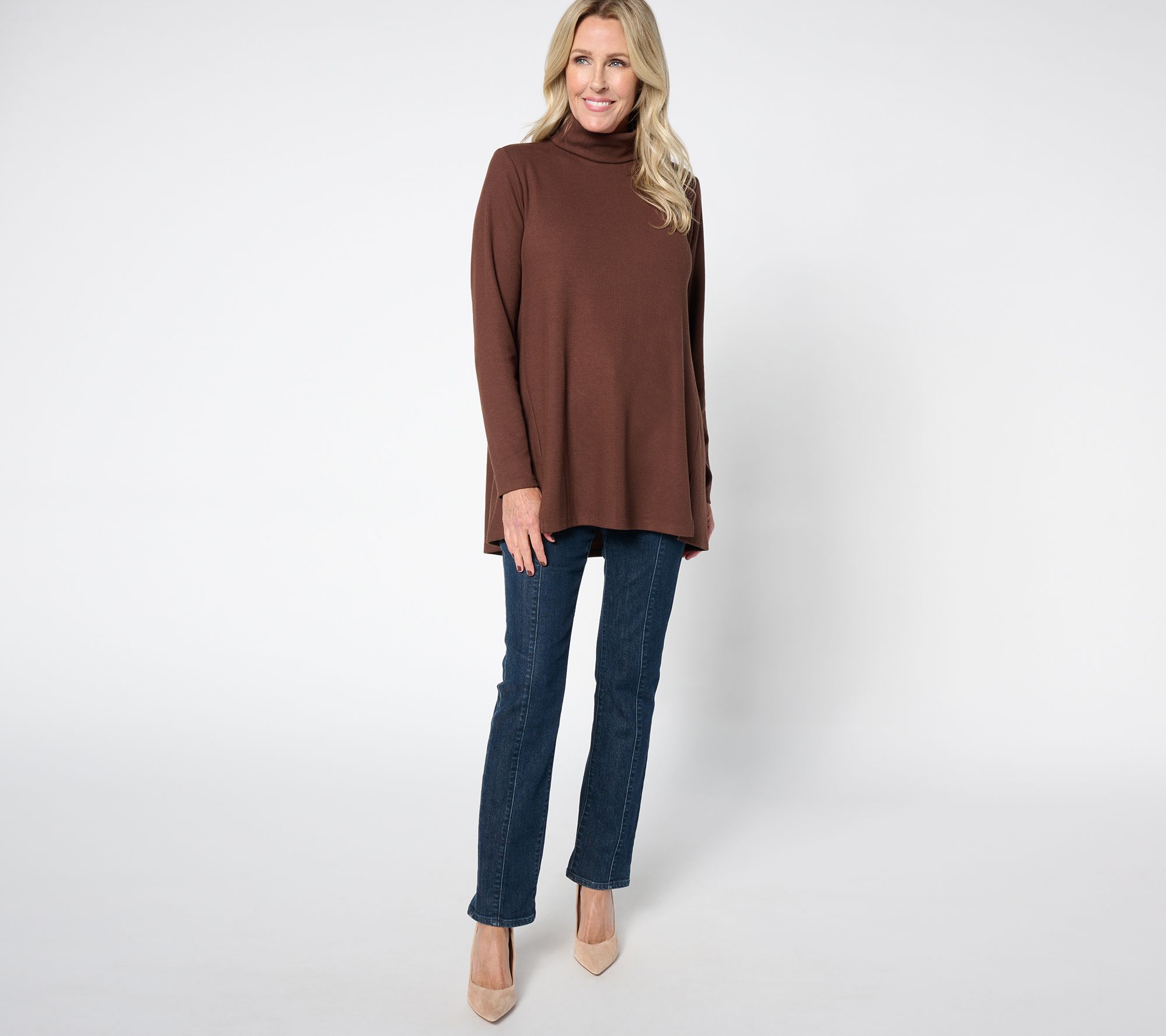 "As Is" BEAUTIFUL by Lawrence Zarian Mock Neck Swing Tunic Sweater ...