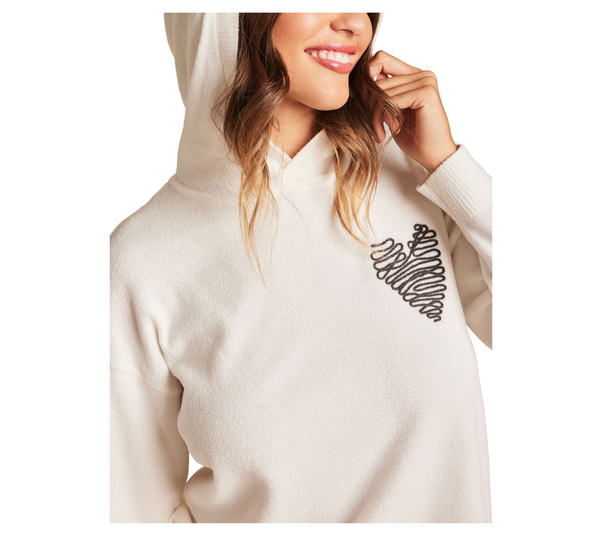 Barefoot Dreams CozyChic Ultra Lite EmbroideredHeart Hoodie - QVC.com