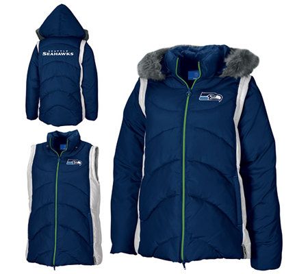 NFL Seattle Seahawks Women's 4-in-1 Quilted Parka - QVC.com