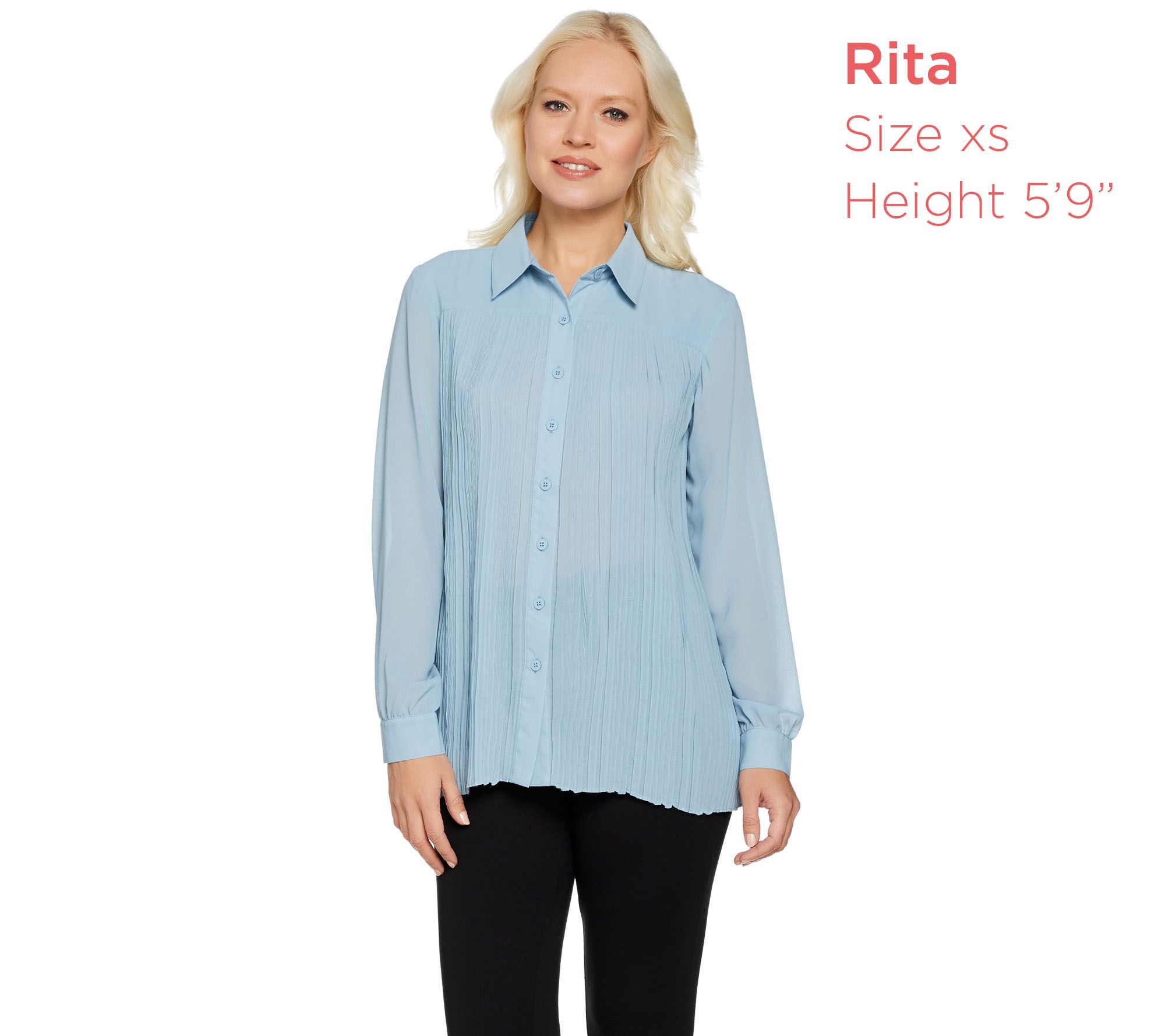 Joan Rivers Pleated Blouse with Long Sleeves - QVC.com