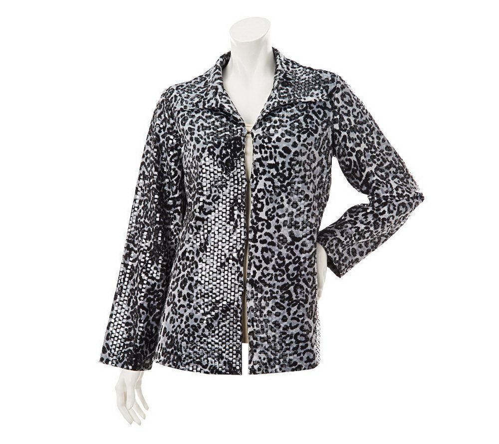 "As Is" George Simonton Fully Lined Animal Print Jacket w/ Paillettes ...