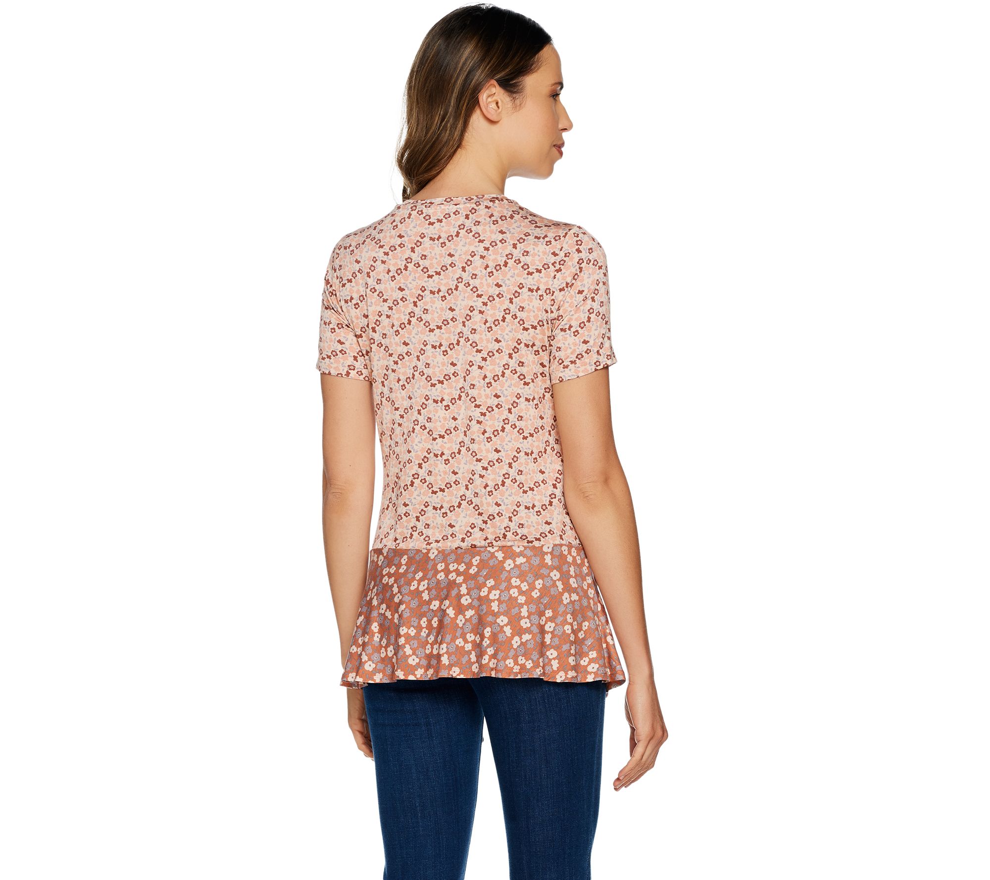 "As Is" LOGO by Lori Goldstein Mixed Print Top with Asymmetric Band ...