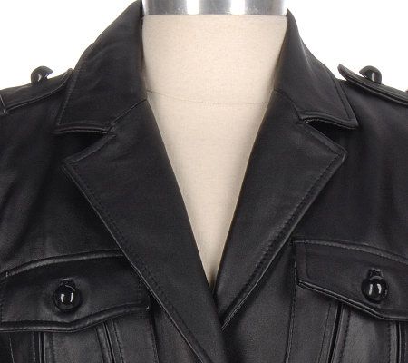Pamela Dennis PCG Lamb Leather Jacket with Cargo Pockets - QVC.com