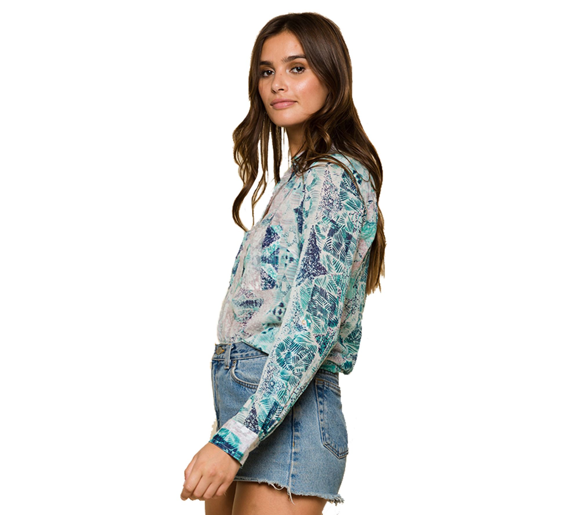 RAGA Carly Button Down Long-Sleeve Boyfriend Shirt - QVC.com
