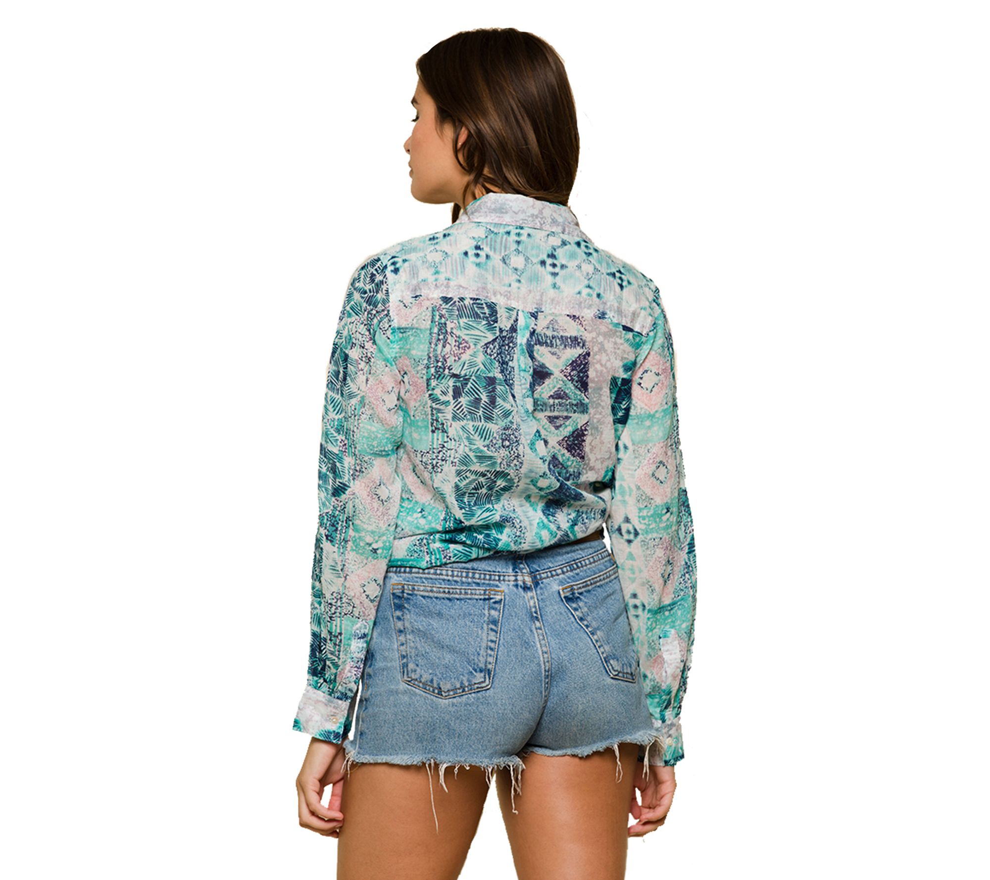 RAGA Carly Button Down Long-Sleeve Boyfriend Shirt - QVC.com