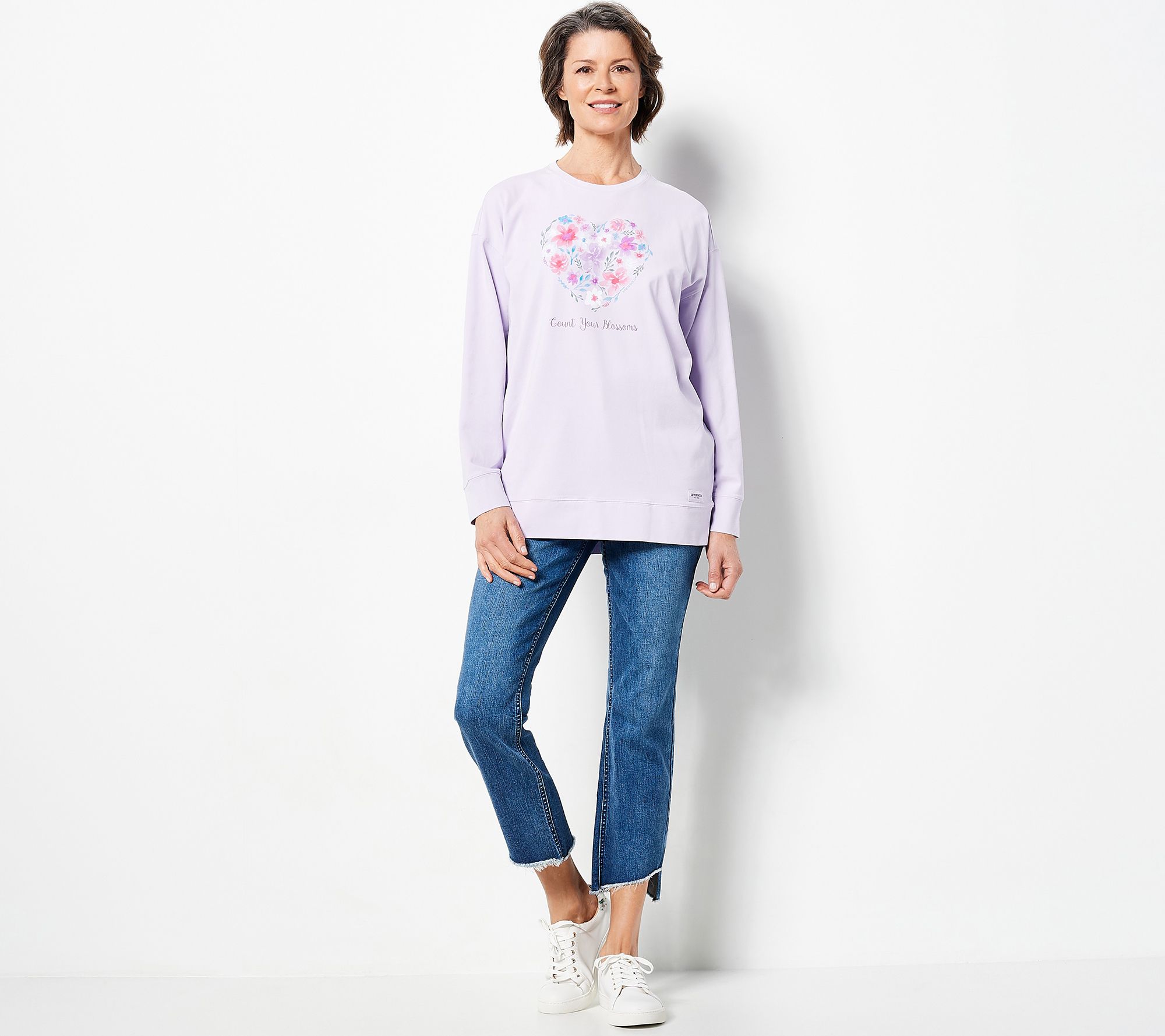 "As Is" Life is Good Crusher Flex Oversized Crewneck Sweatshirt - QVC.com