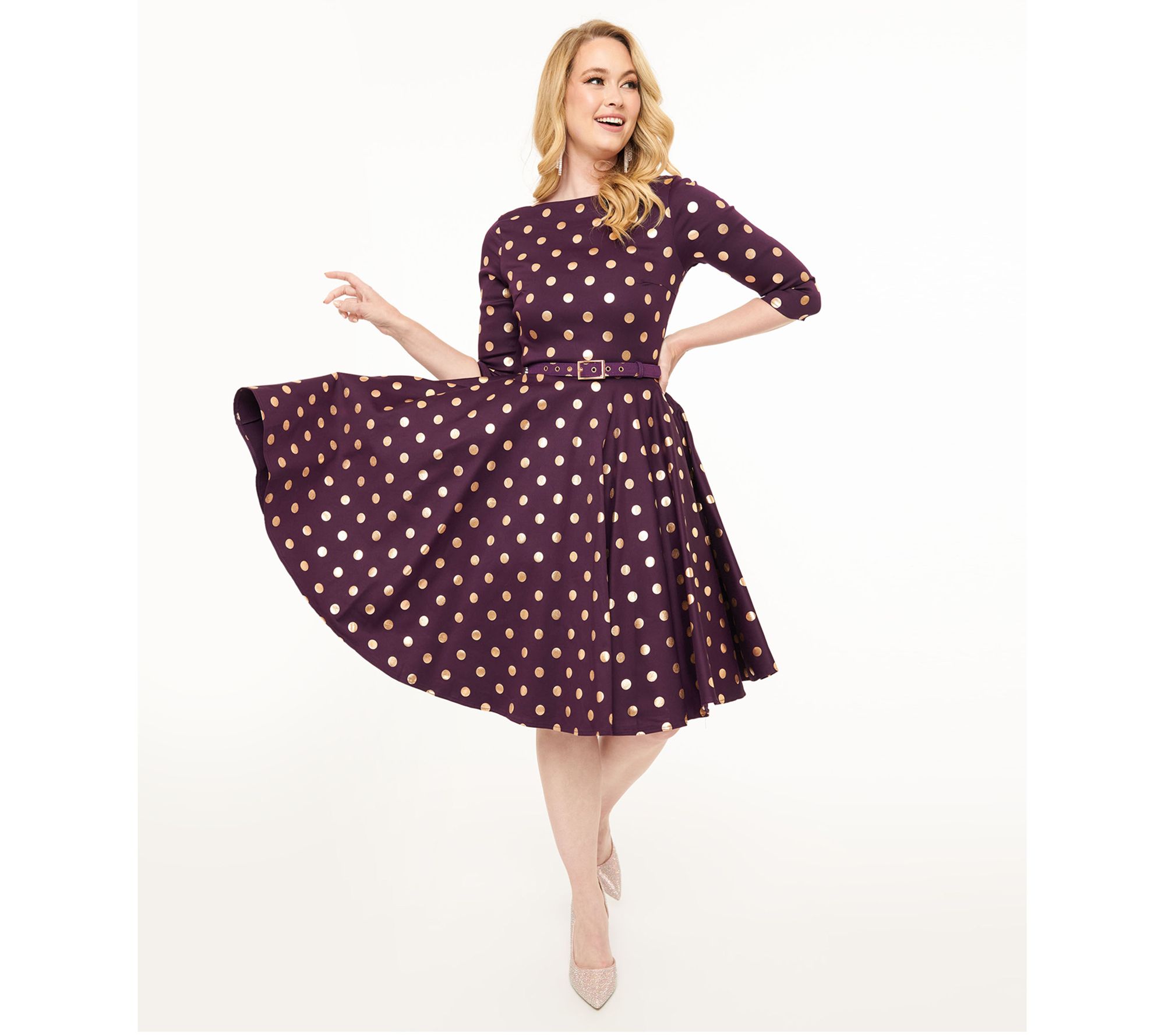 Unique Vintage 1950s Style Emerald Green Stretch Sleeved Devon - QVC.com