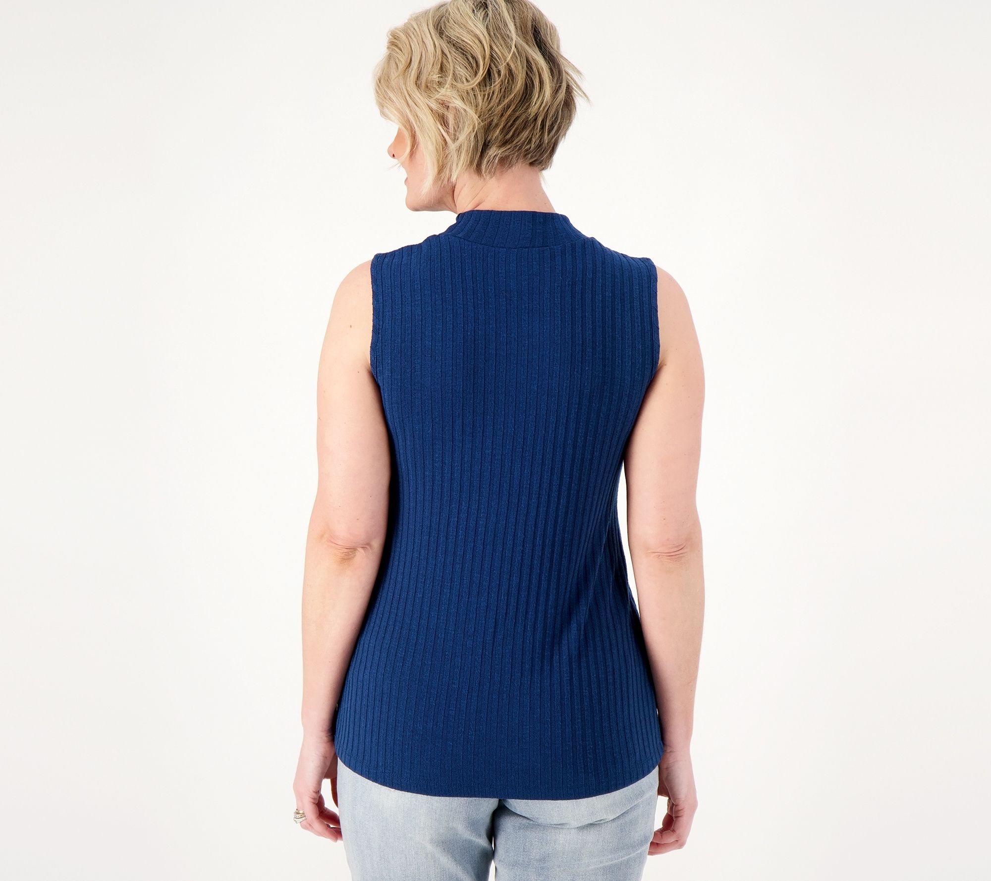 As Is Susan Graver Modern Essentials Rib Knit Sleeveless Mock Neck