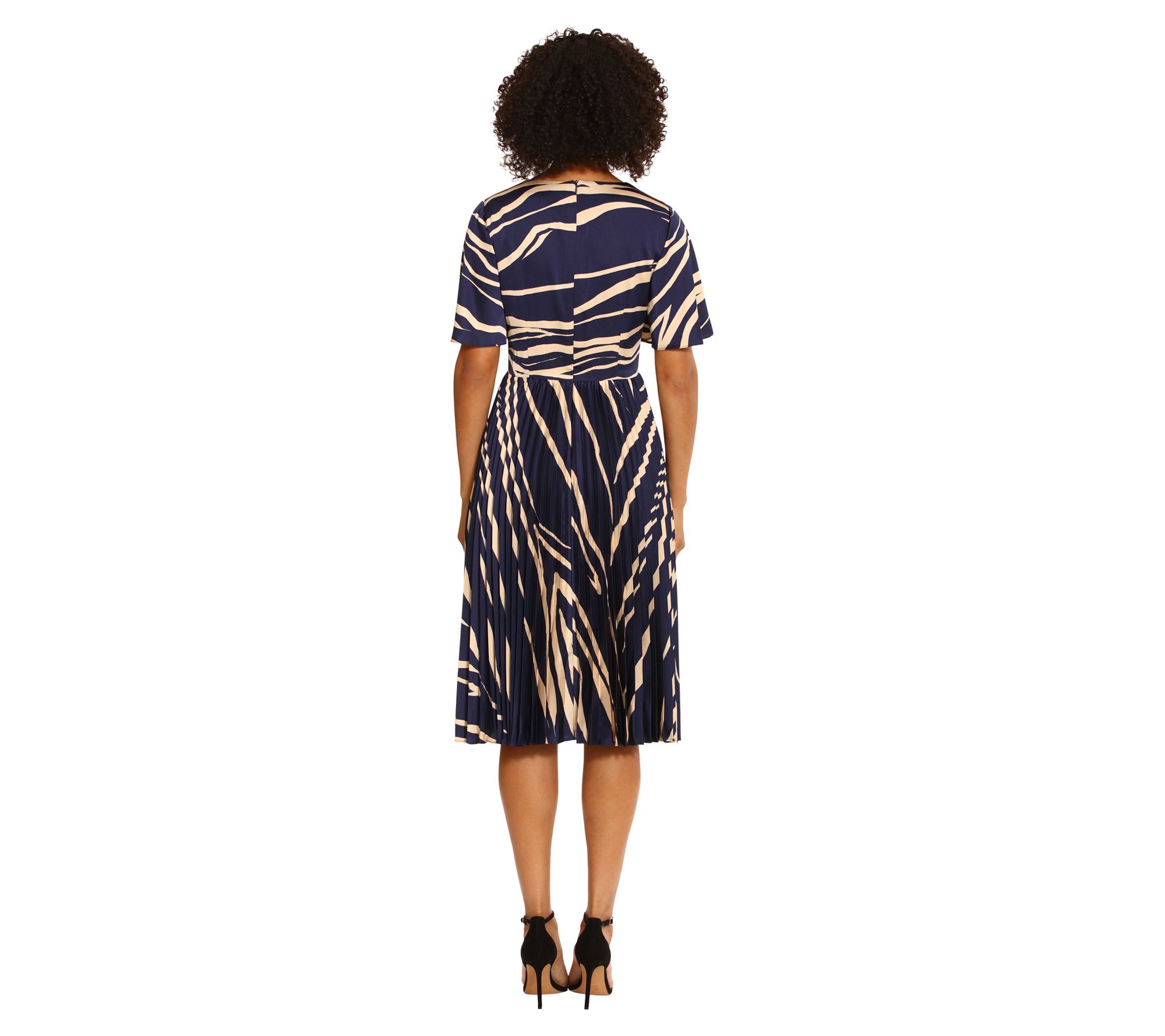 Maggy London Wrap Bodice Pleated Midi Dress - QVC.com