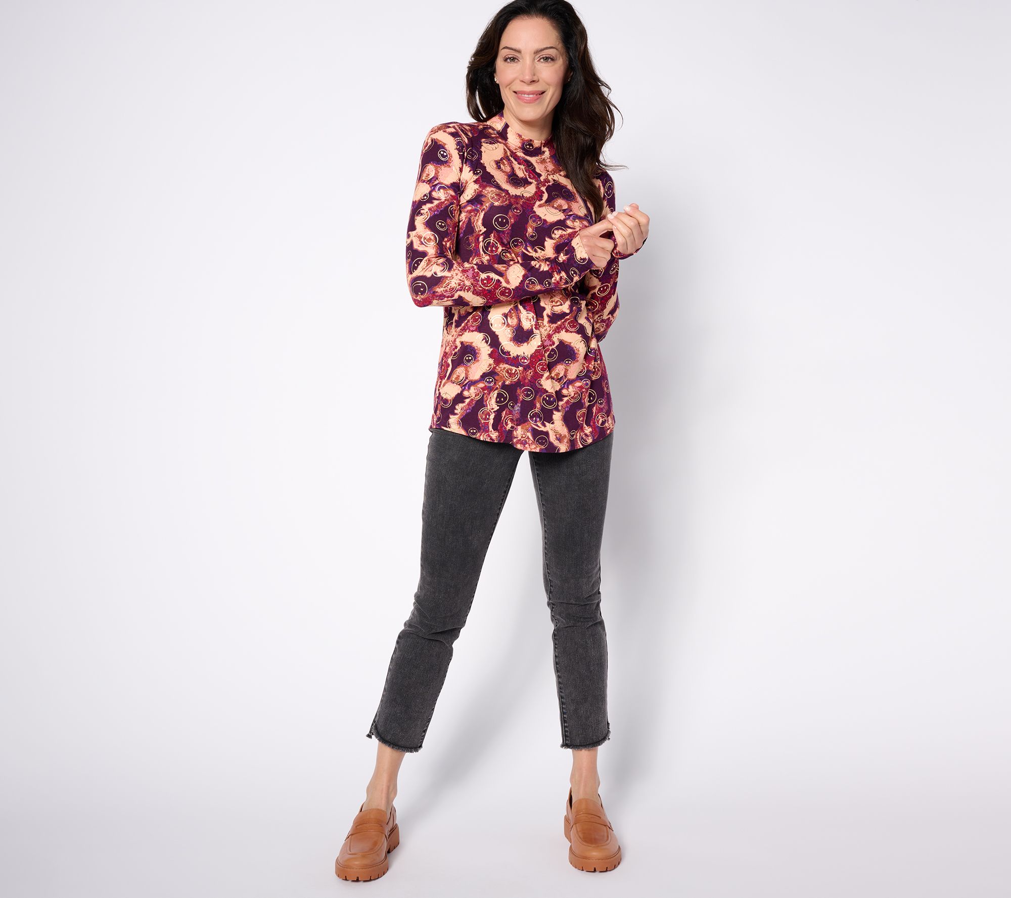 "As Is" LOGO by Lori Goldstein x Smiley World Printed Mock Neck Top ...