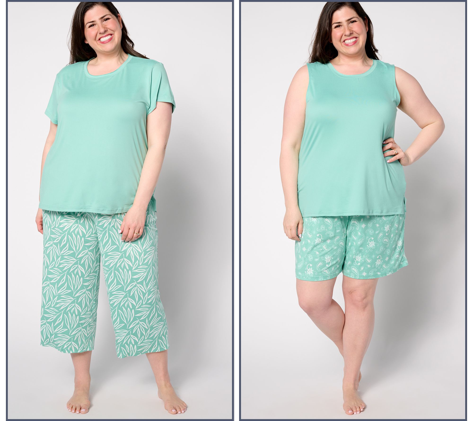 "As Is" MUK LUKS Tall Cloud Knit Short, Capri, Tee & Tee Pajama Set ...