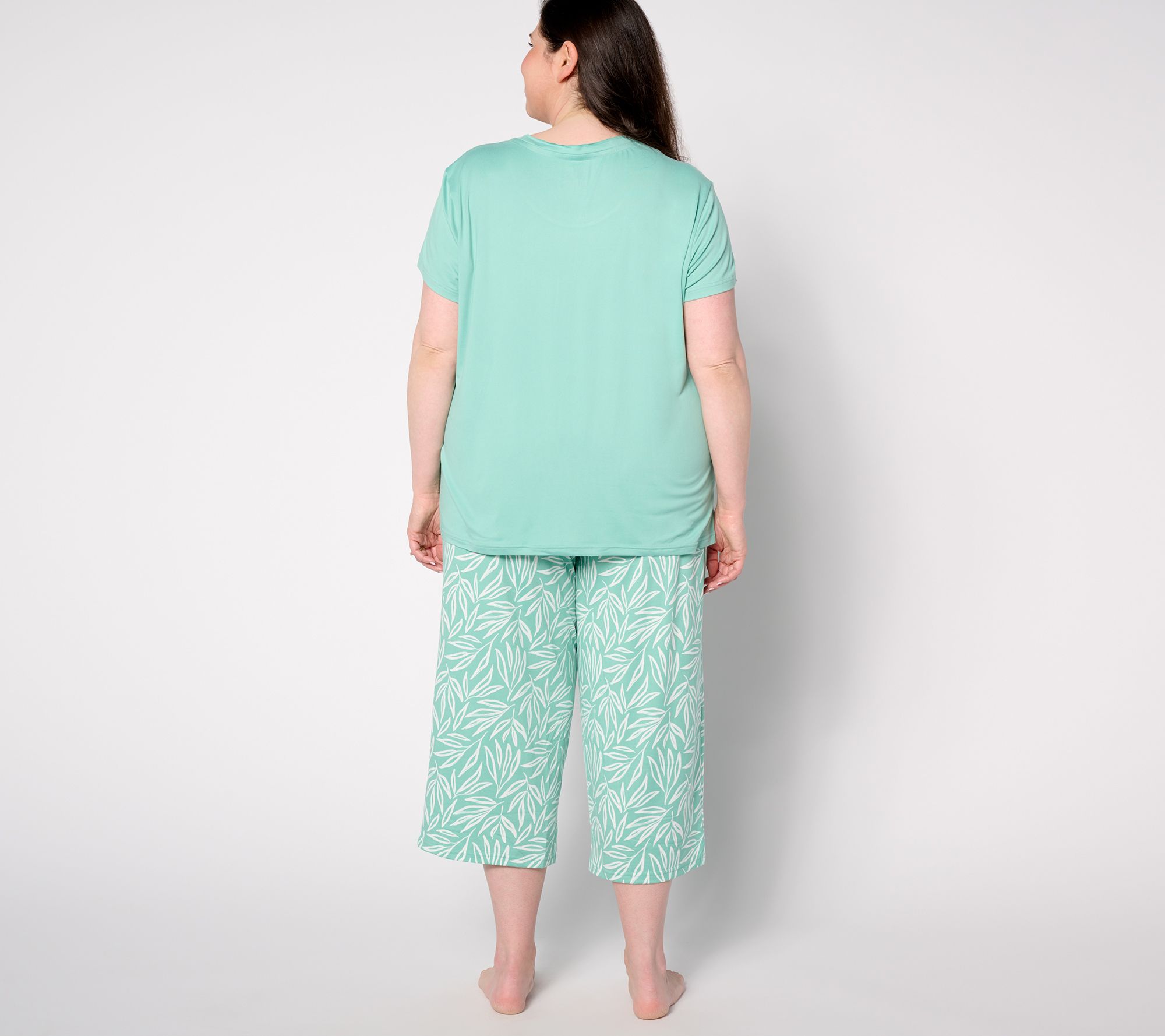 "As Is" MUK LUKS Tall Cloud Knit Short, Capri, Tee & Tee Pajama Set ...