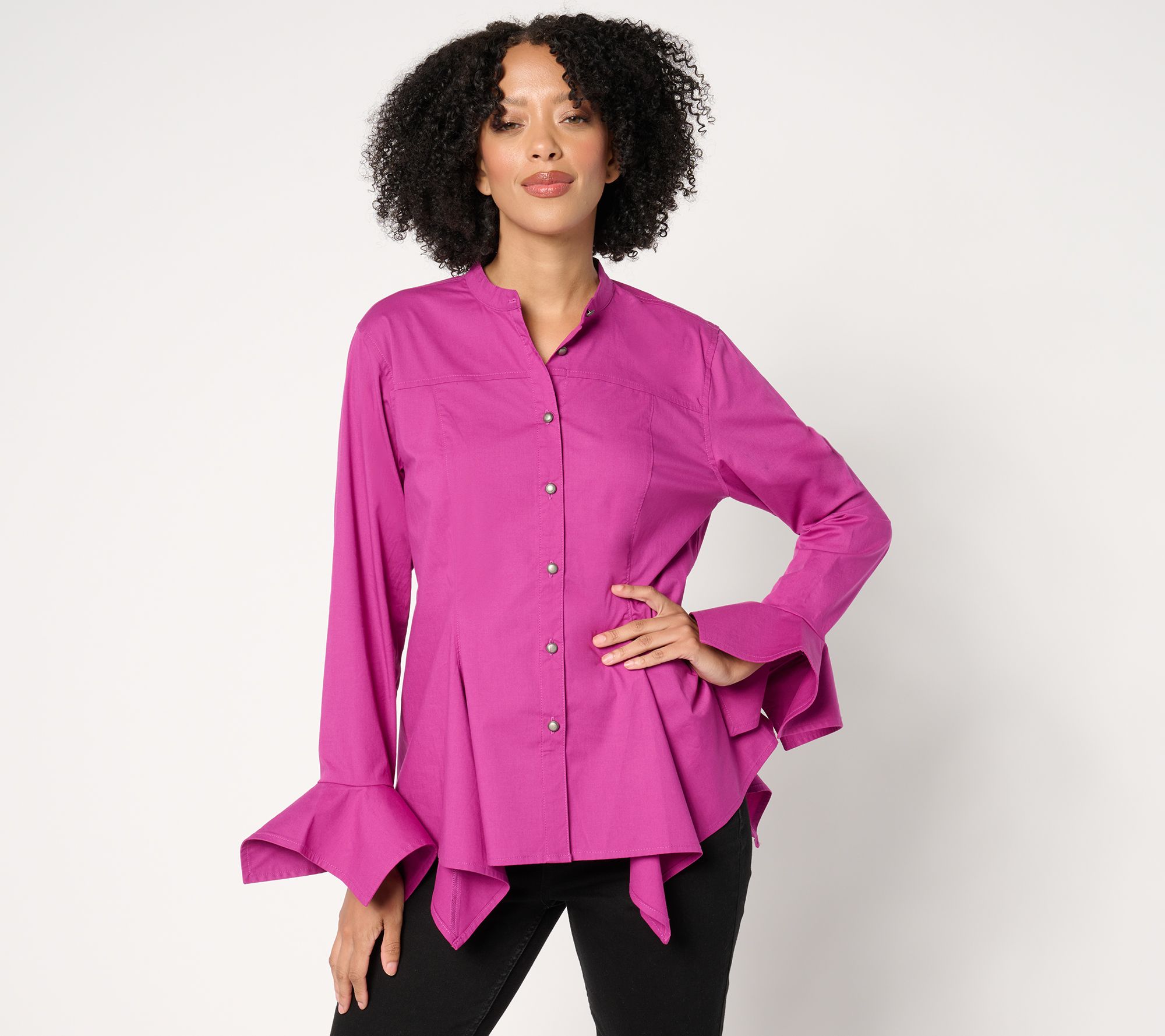 "As Is" Attitudes by Renee Hankey Hem Button Down Shirt - QVC.com