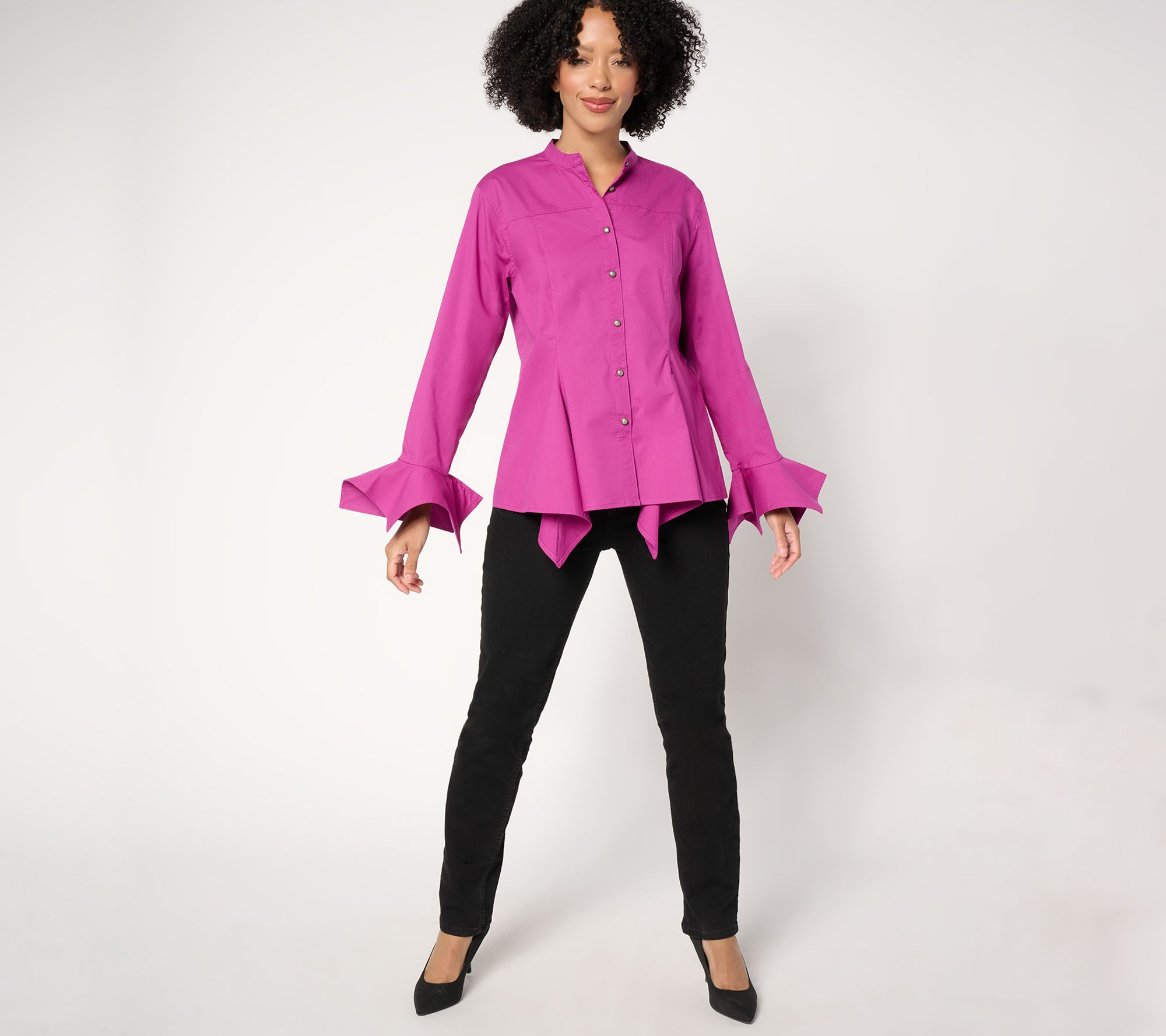 "As Is" Attitudes by Renee Hankey Hem Button Down Shirt - QVC.com