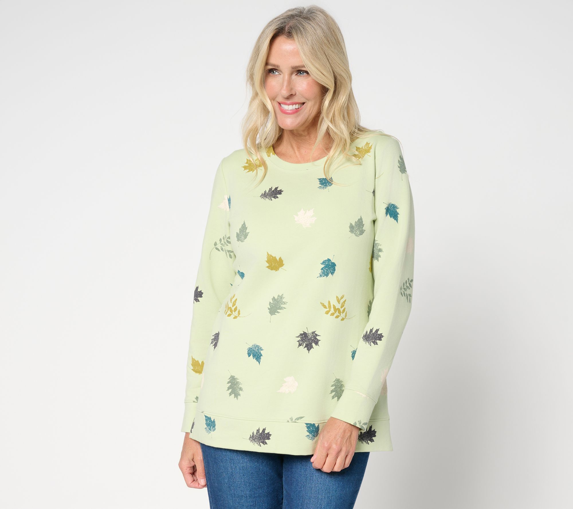 Denim & Co. Printed Fall French Terry Tunic - QVC.com