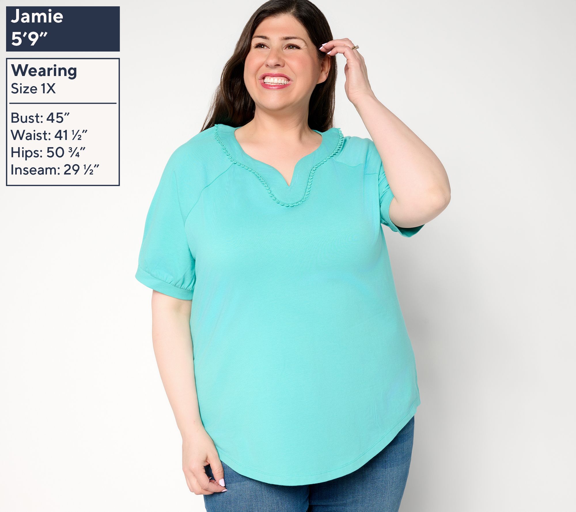 "As Is" Sport Savvy Cotton Span Elbow Sleeve Top with Pom Pom Neck ...