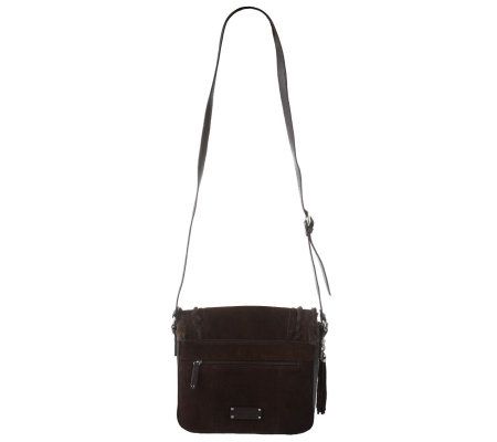 Tignanello Suede and Faux Fur Large Flap Crossbody Bag - QVC.com
