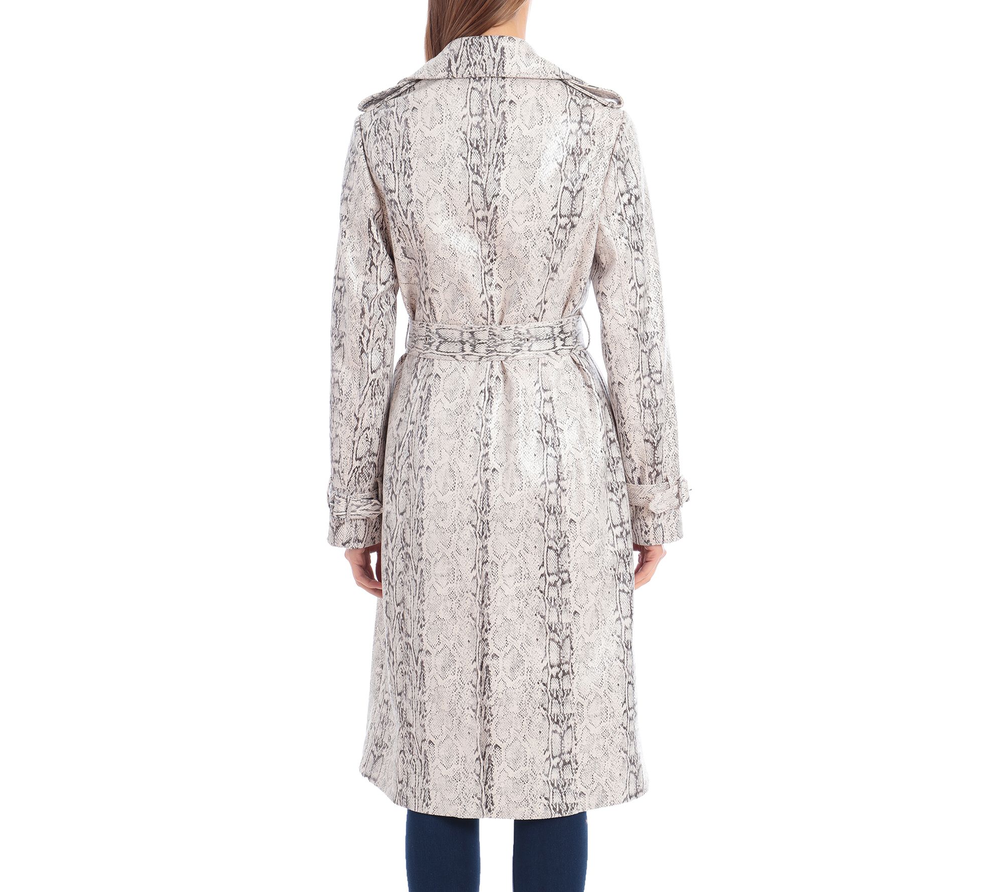 Avec Les Filles Belted Python Trench - QVC.com