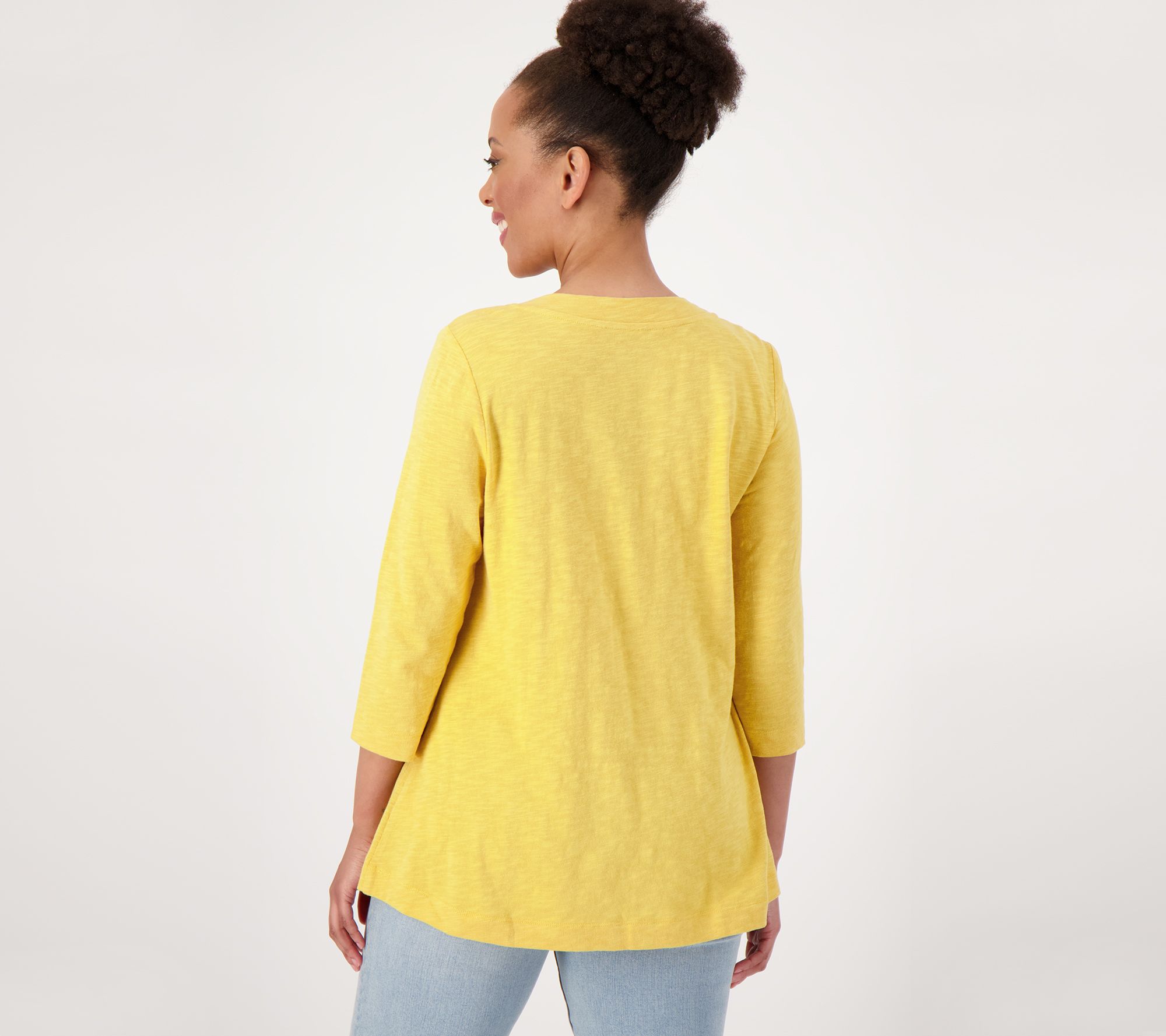 Denim & Co. Naturals Crossover V-Neck 3/4 Sleeve Top - QVC.com