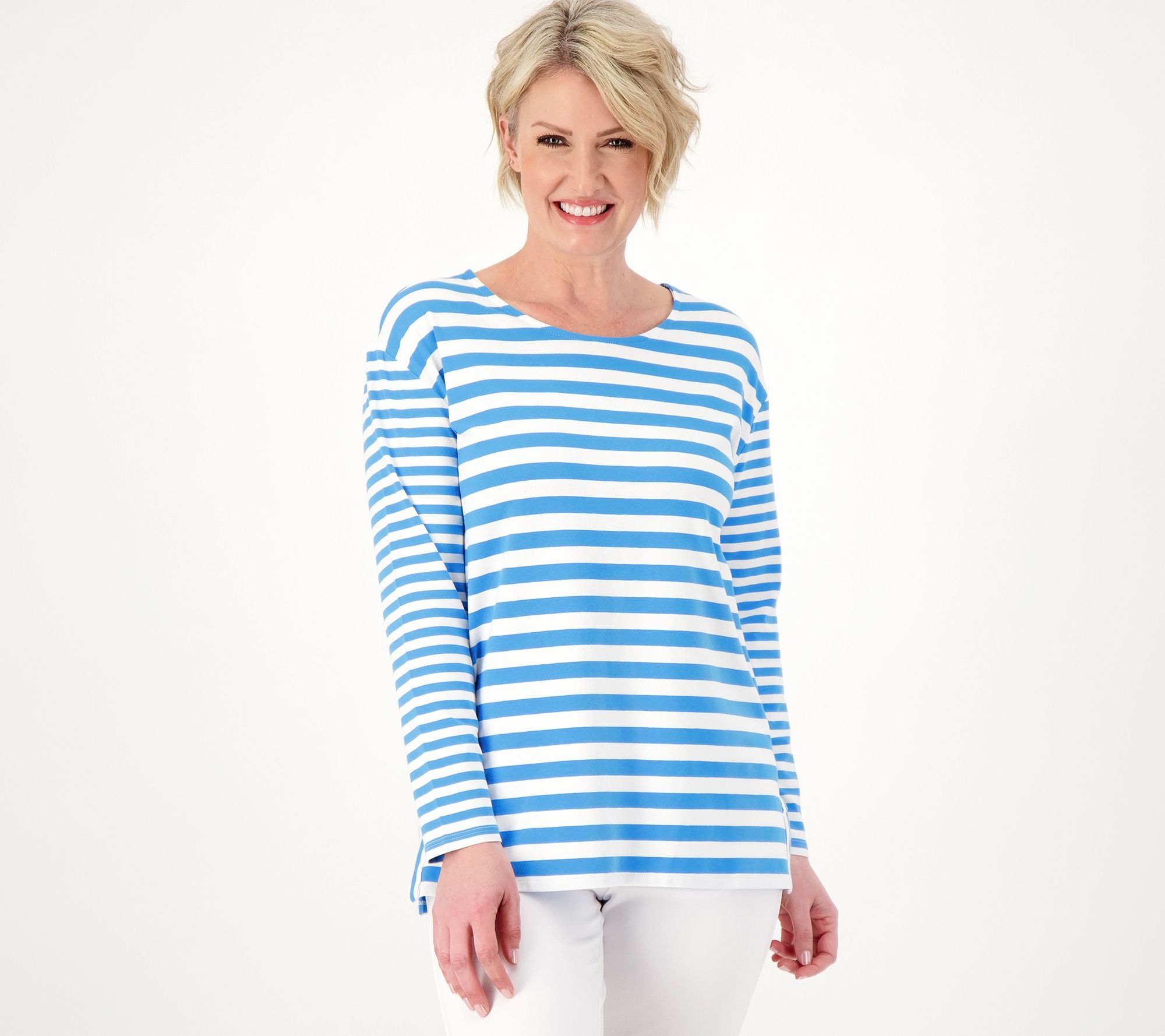 "As Is" Belle by Kim Gravel TripleLuxe Knit Drop Shoulder Striped Top ...