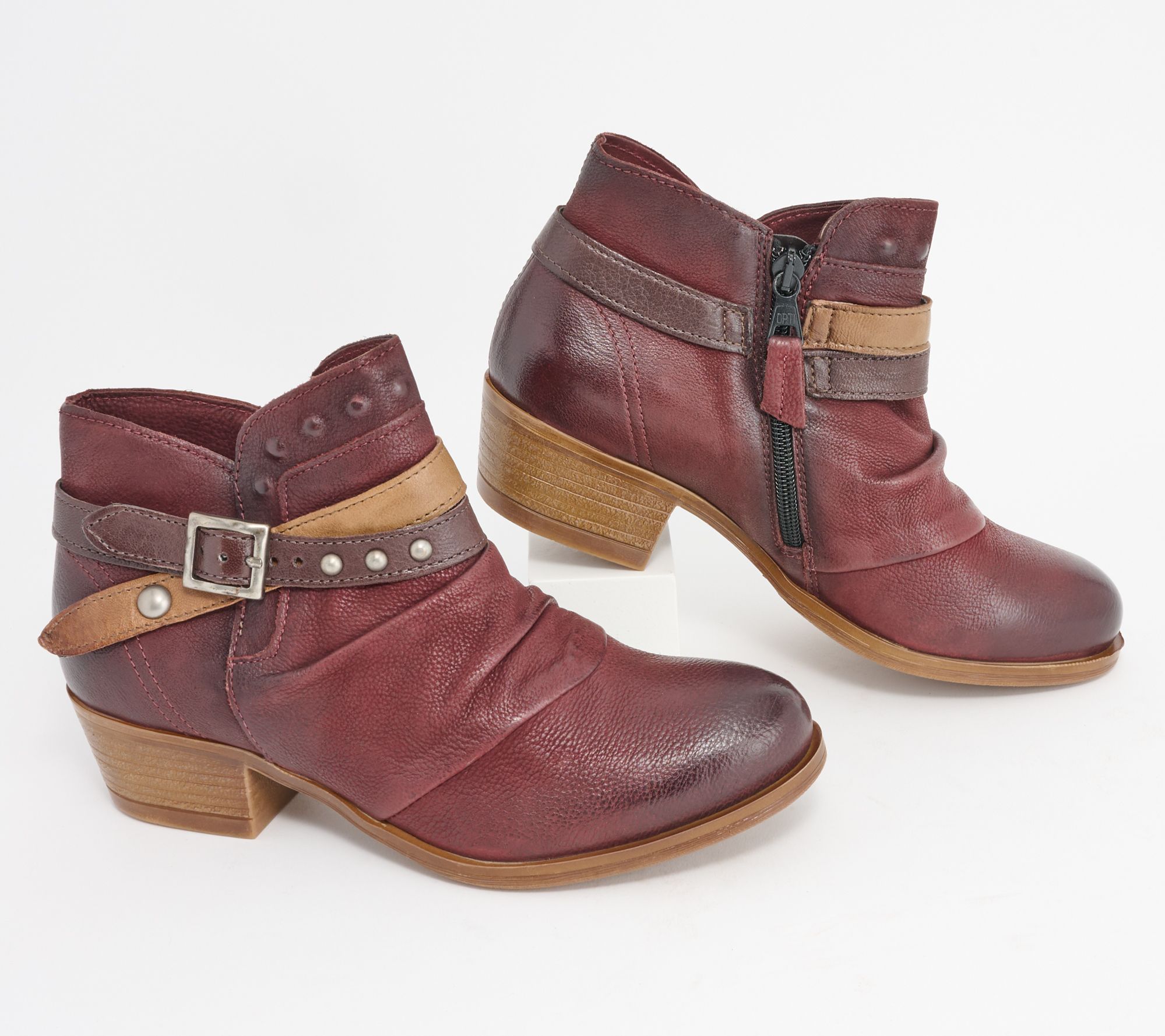 "As Is" Miz Mooz Leather Buckled Ankle Boots- Bucky - QVC.com