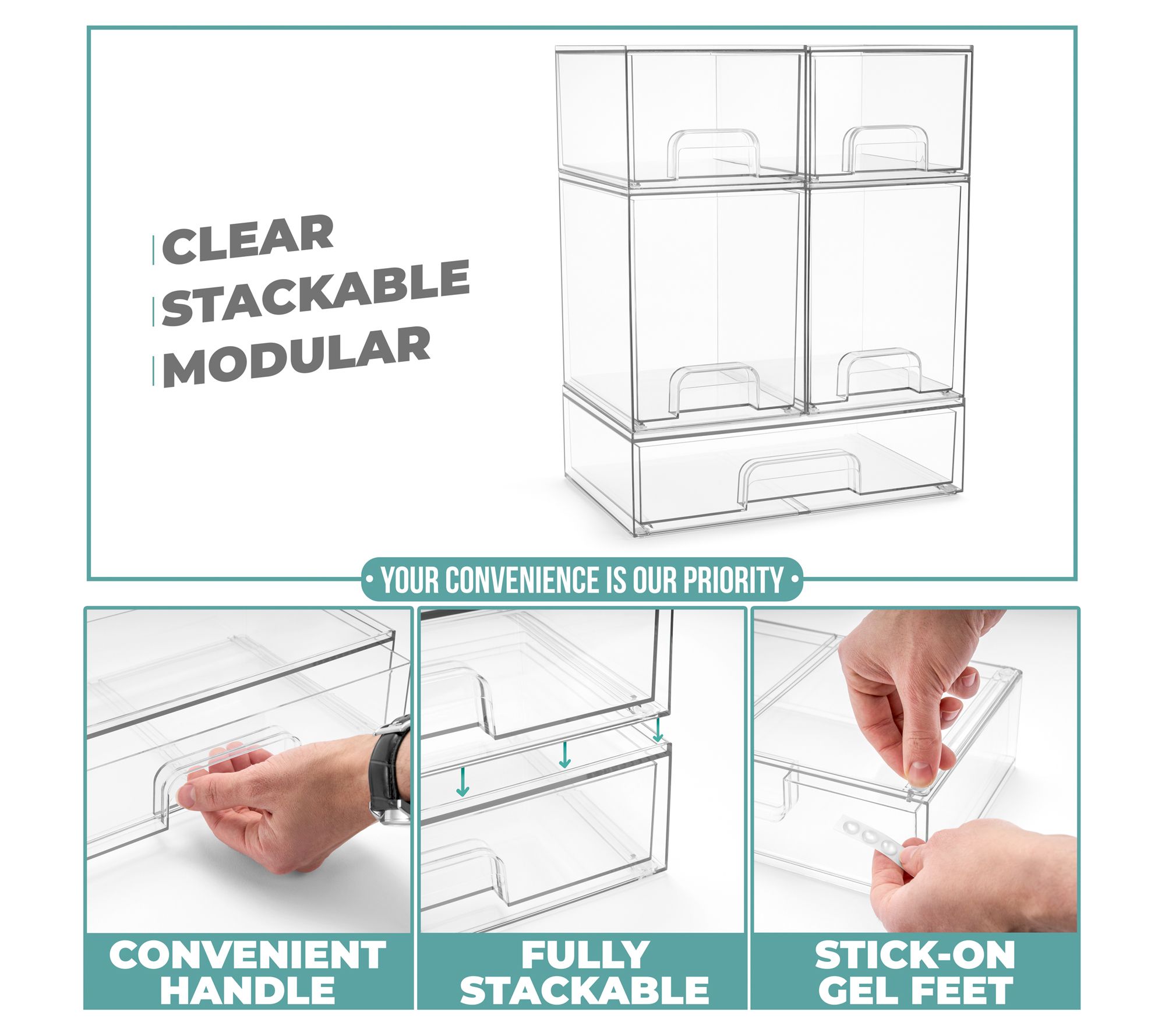 Sorbus 5 Pk Acrylic Storage Containers with Pull-Out Drawers - QVC.com