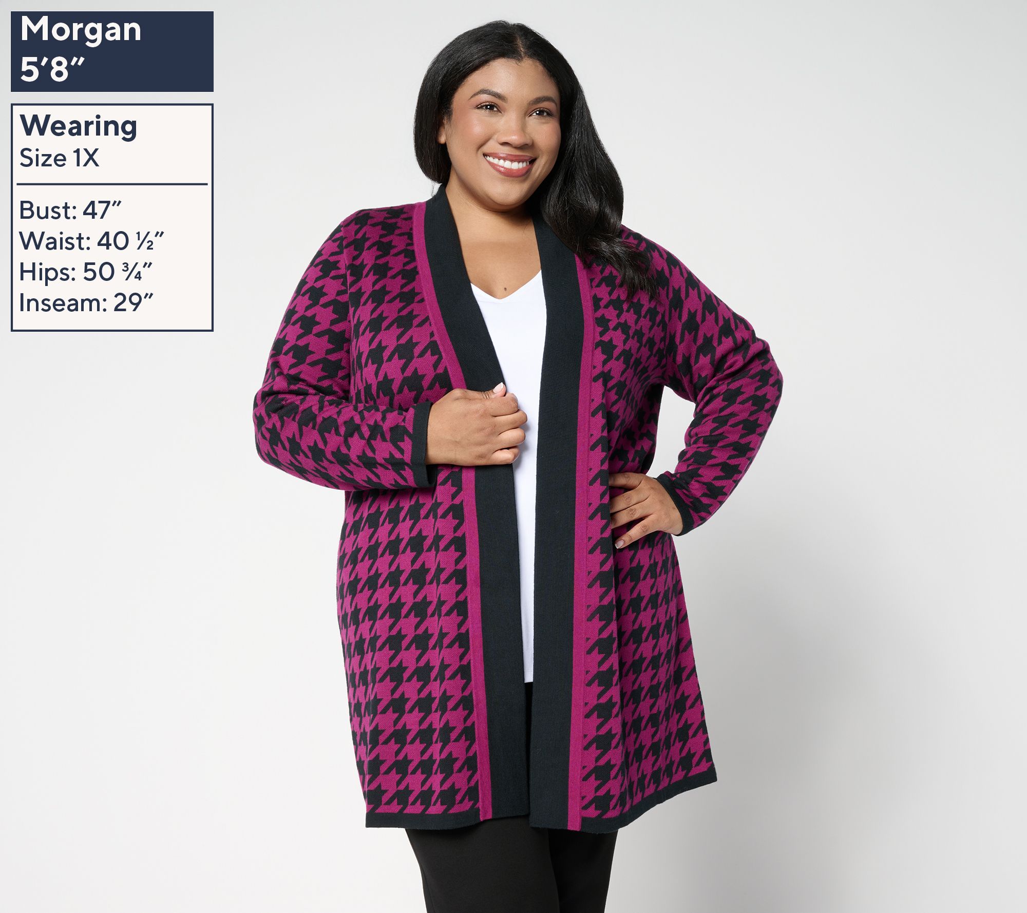 Brandis Dress Out Loud Houndstooth Duster Cardigan - QVC.com