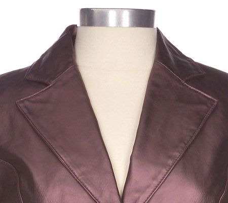 Dialogue MetallicLeather Jacket with Princess Seam Detail - QVC.com