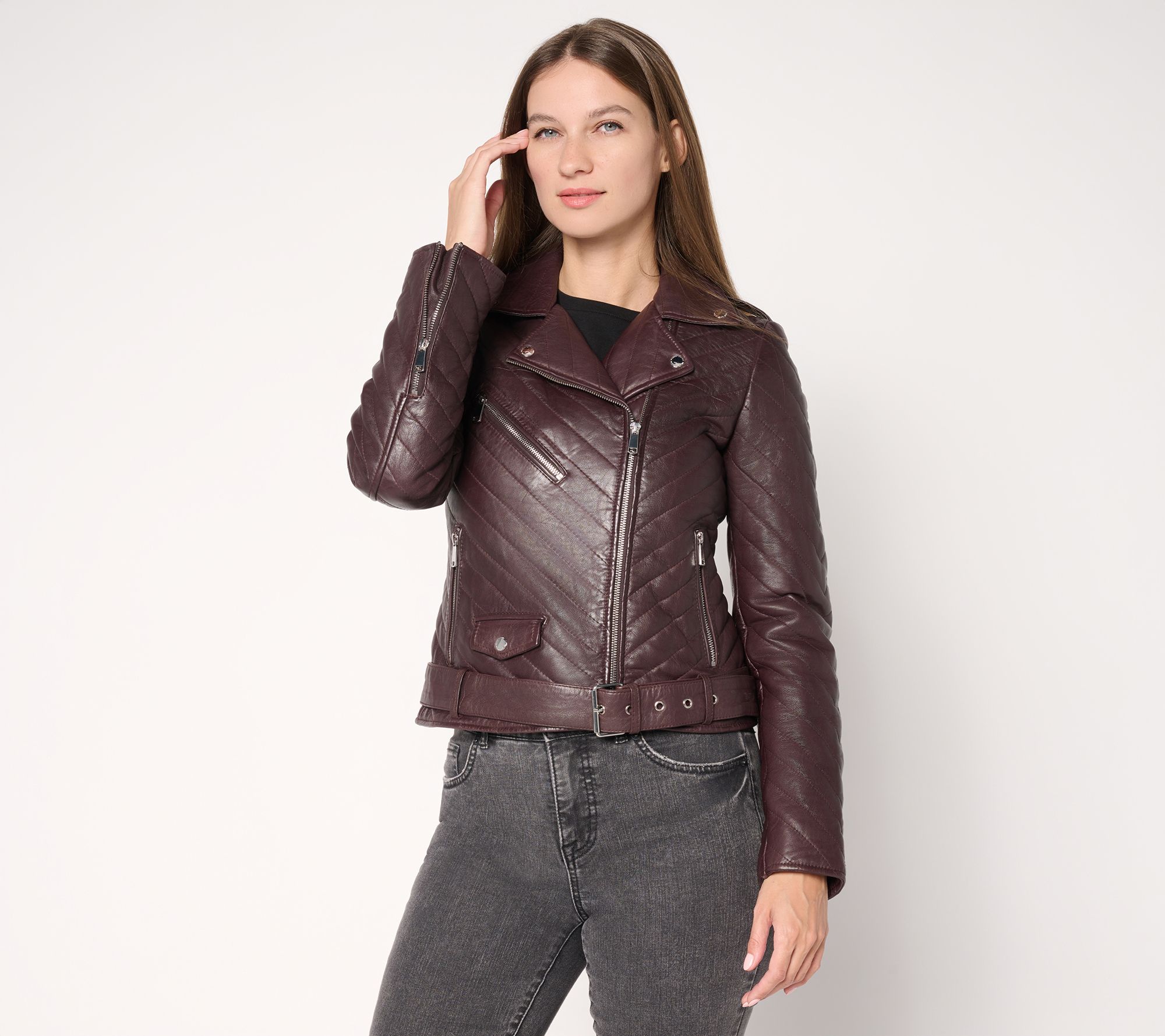 Wilson's Leather Margo Quilted Moto Jacket - QVC.com