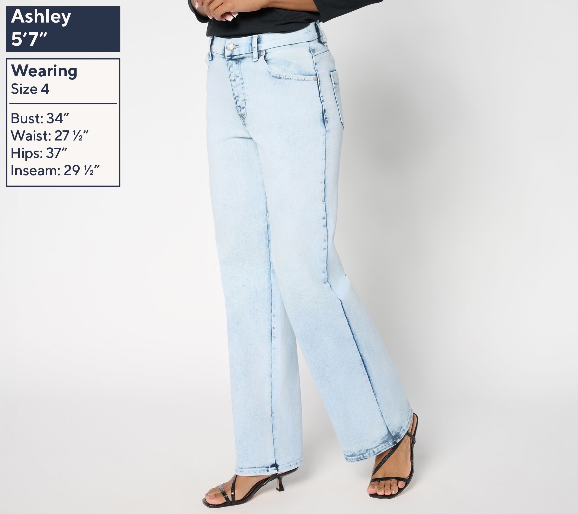 "As Is" Women with Control Contour Curves Reg Indigo Wide Leg Jeans ...