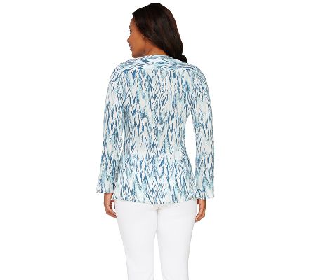 Lisa Rinna Collection Printed Top with Neckline Embellishment - QVC.com