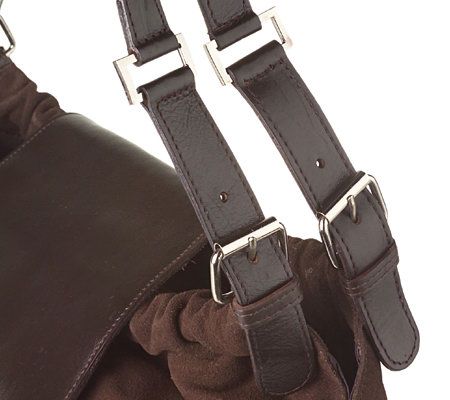 Michael Rome Italian Suede and Glazed Leather Hobo Bag - QVC.com