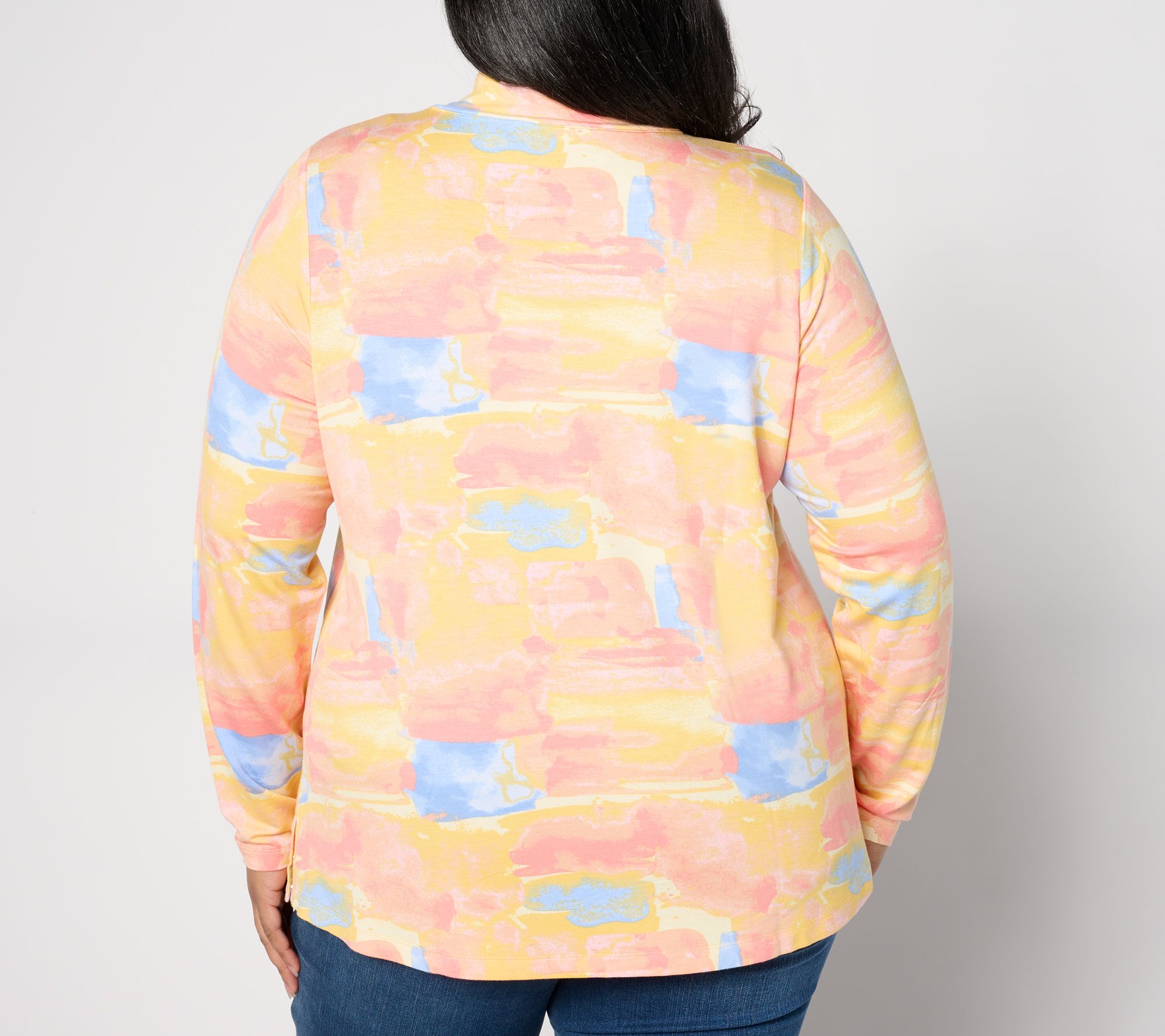 "As Is" Sport Savvy Printed Drapey Mock Neck Swing Top - QVC.com