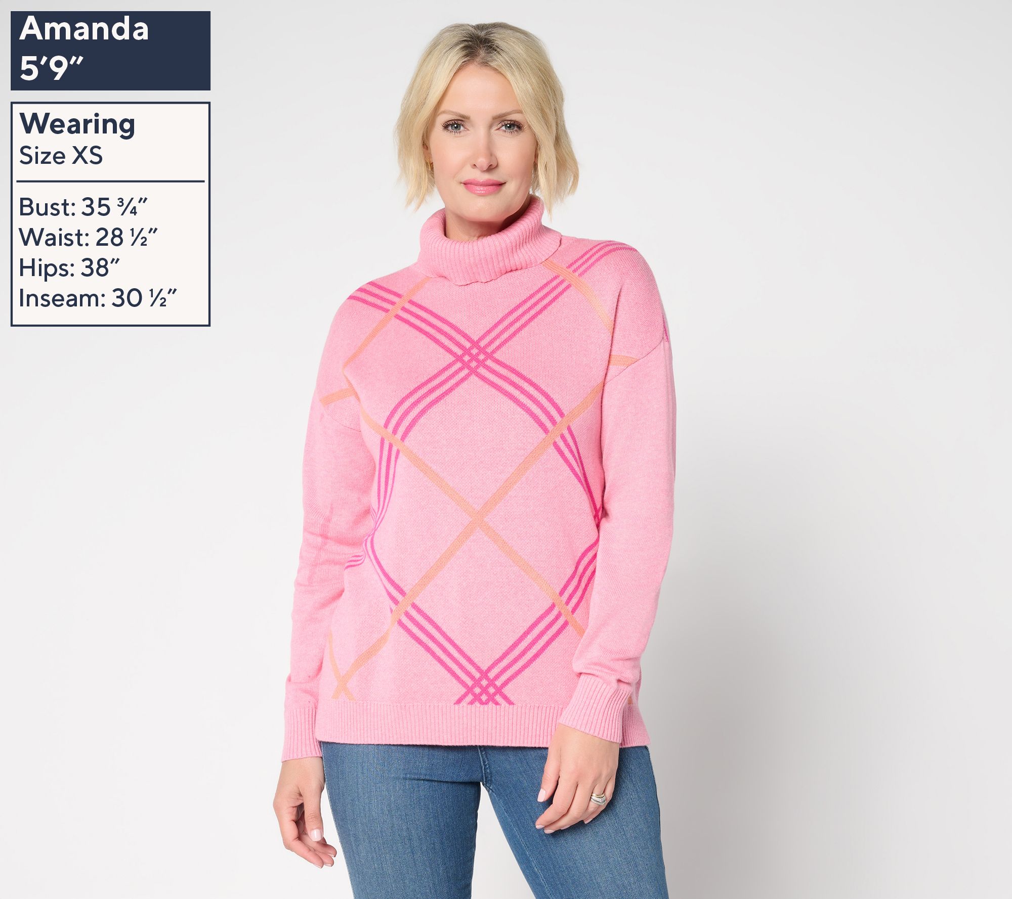 Belle by Kim Gravel Mad for Plaid Turtleneck Sweater - QVC.com