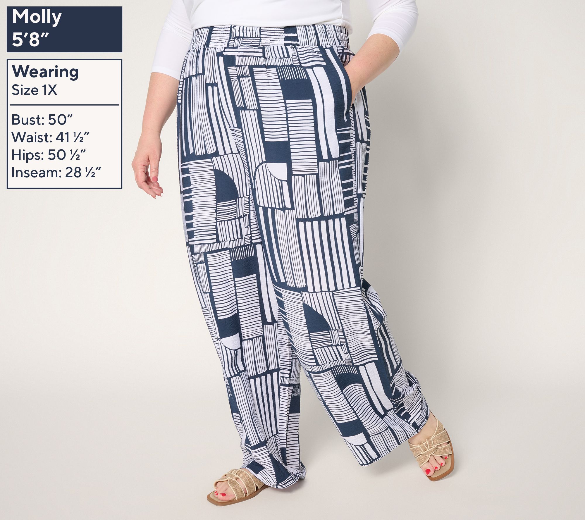 "As Is" Susan Graver Weekend Reg Print Dolce Woven Wide Leg Pants - QVC.com