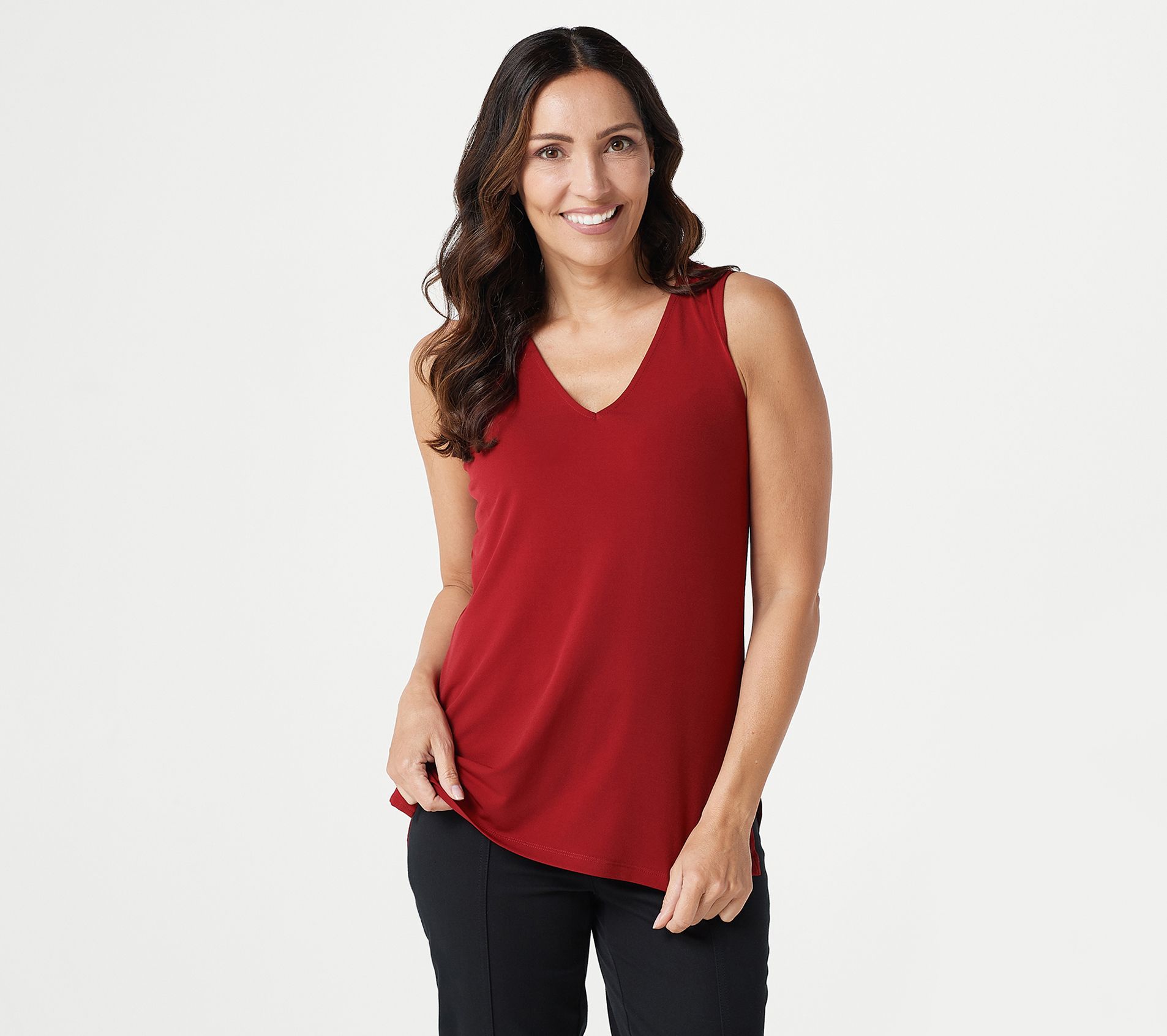 As Is Susan Graver Liquid Knit V Neck Tank Top