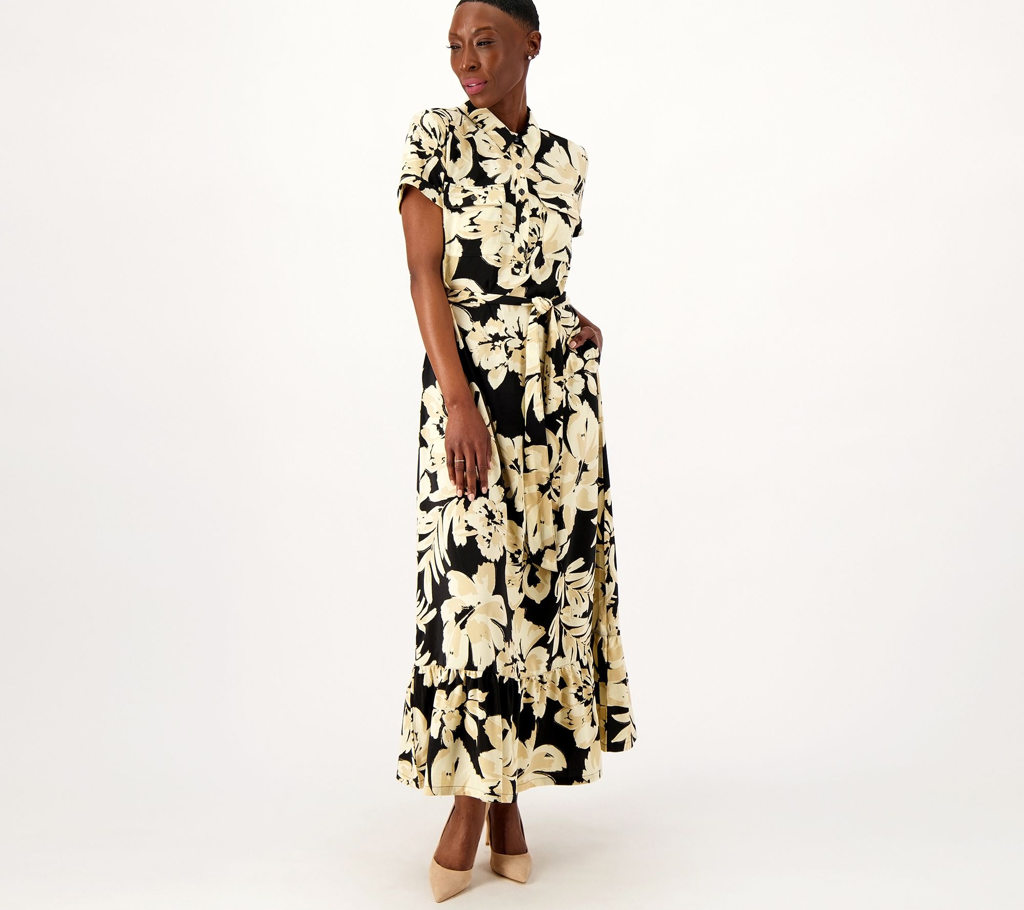 "As Is" Studio Park X Amy Stran Regular Floral Maxi Shirtdress - QVC.com
