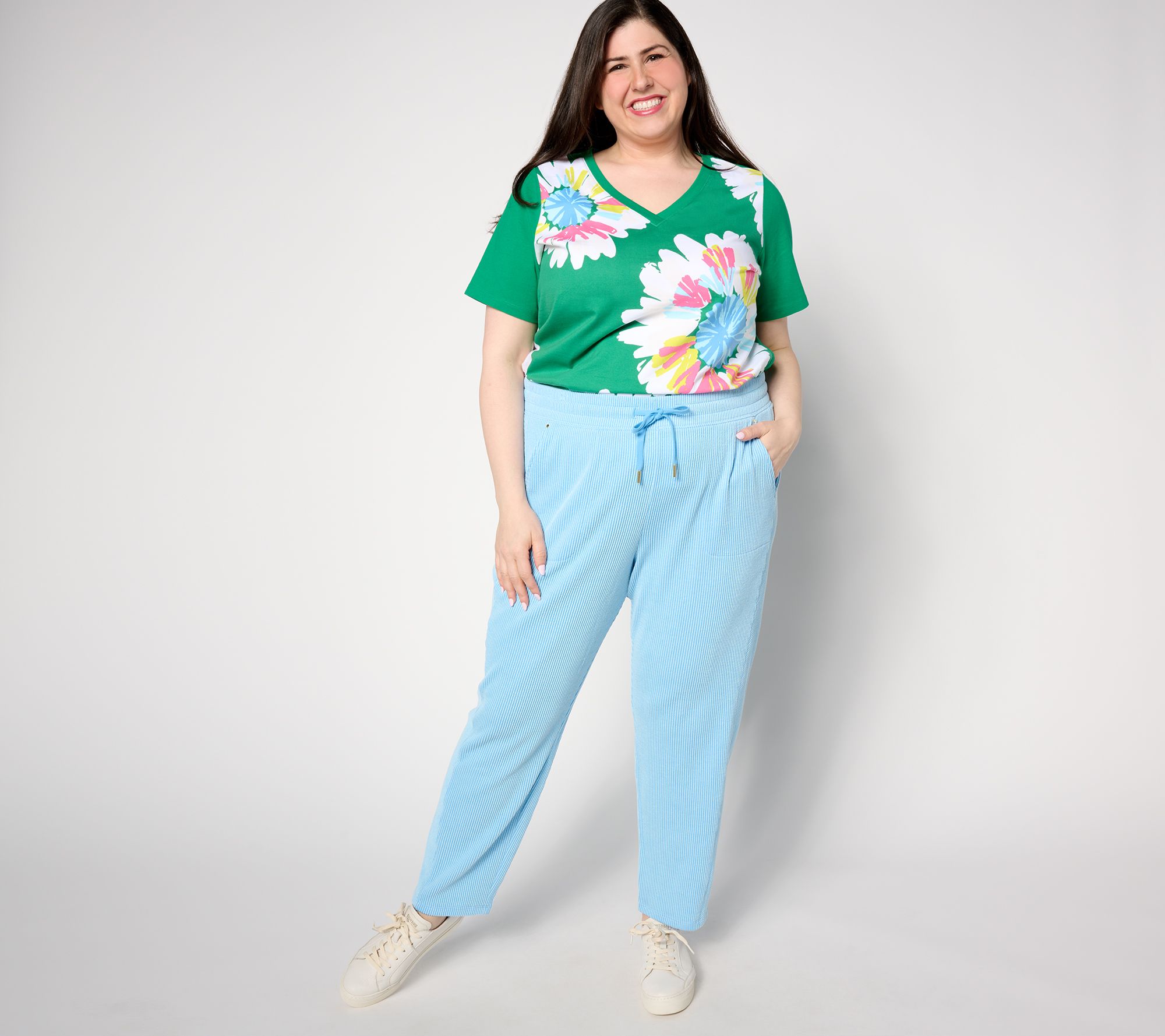 "As Is" Sport Savvy Seersucker Reg Slim Straight Ankle Pant - QVC.com