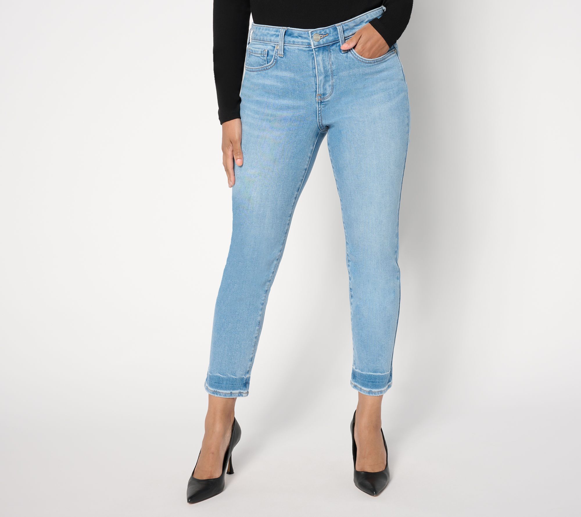 "As Is" NYDJ Sheri Slim Ankle Jean- Riviera Sky - QVC.com