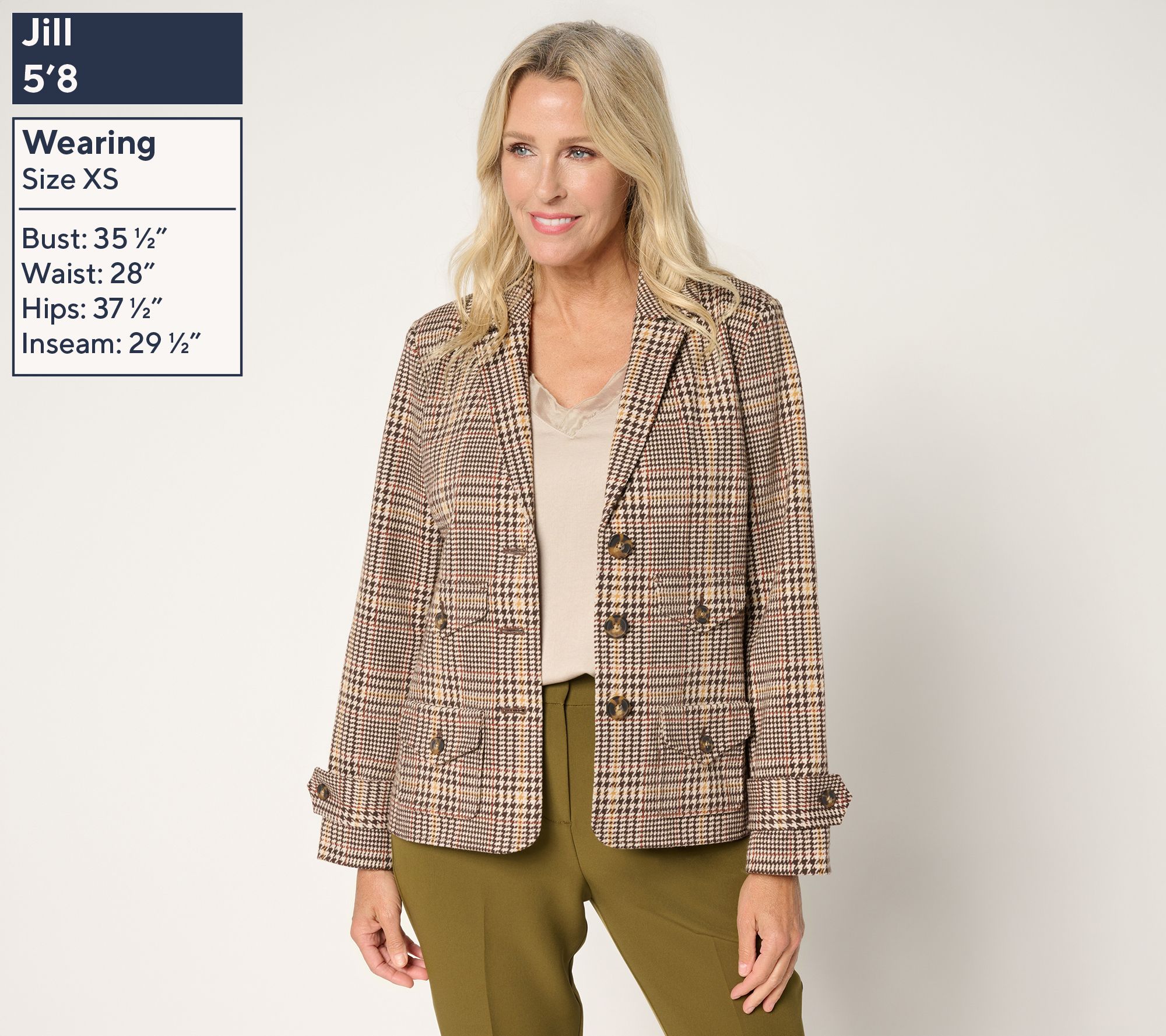 "As Is" Joan Rivers Knit Glen Plaid Collared Jacket - QVC.com