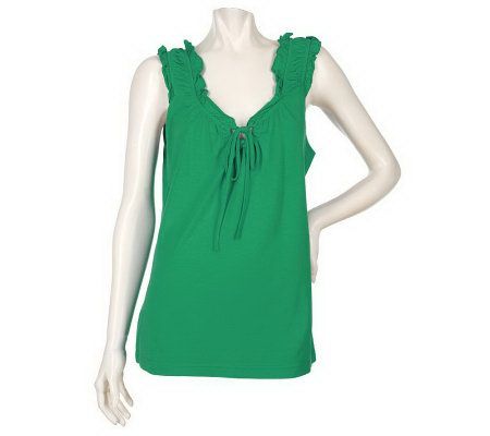 Motto Sleeveless Shirred Keyhole Knit Top - QVC.com